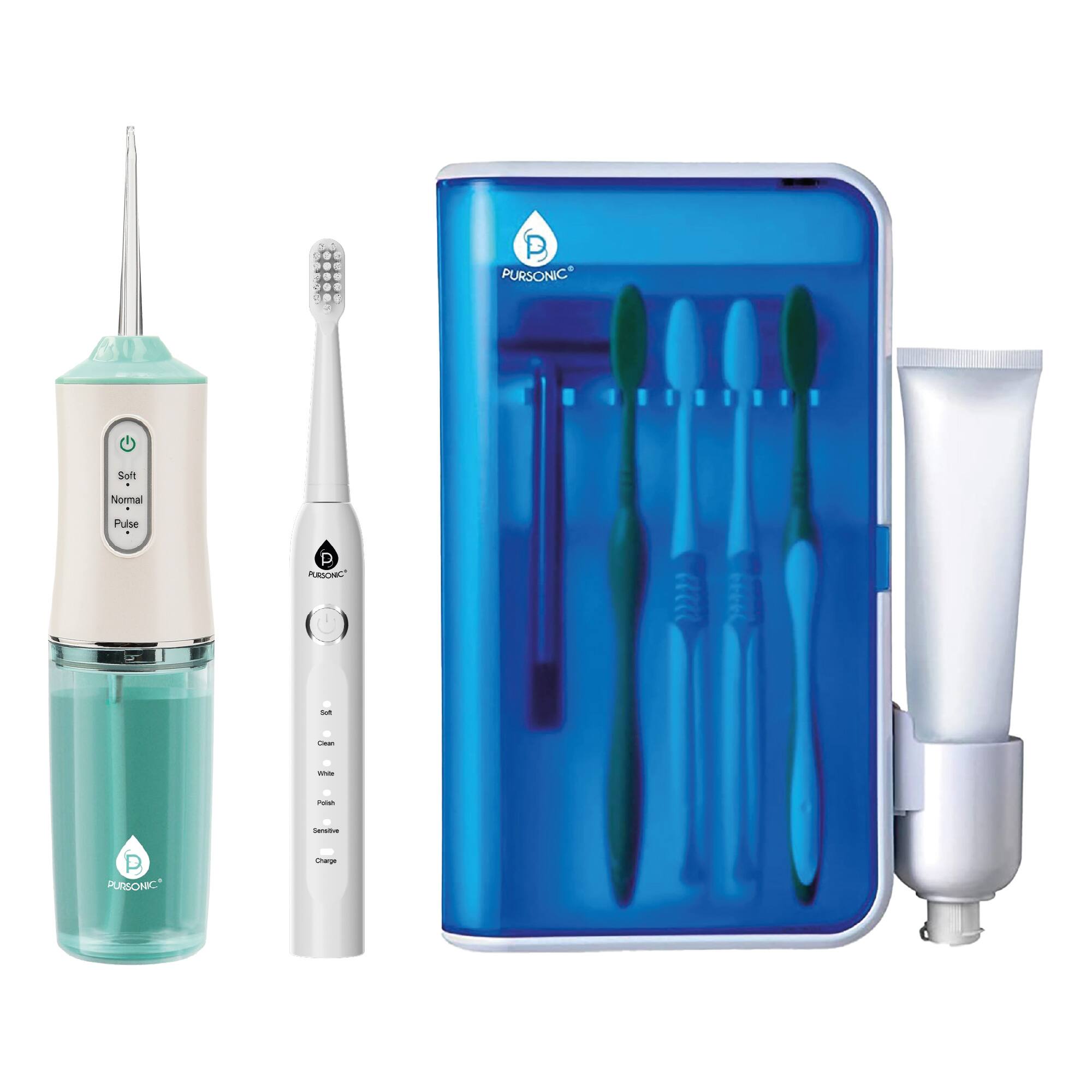 Pursonic Complete Oral Care Bundle – USB Rechargeable Sonic Toothbrush ...