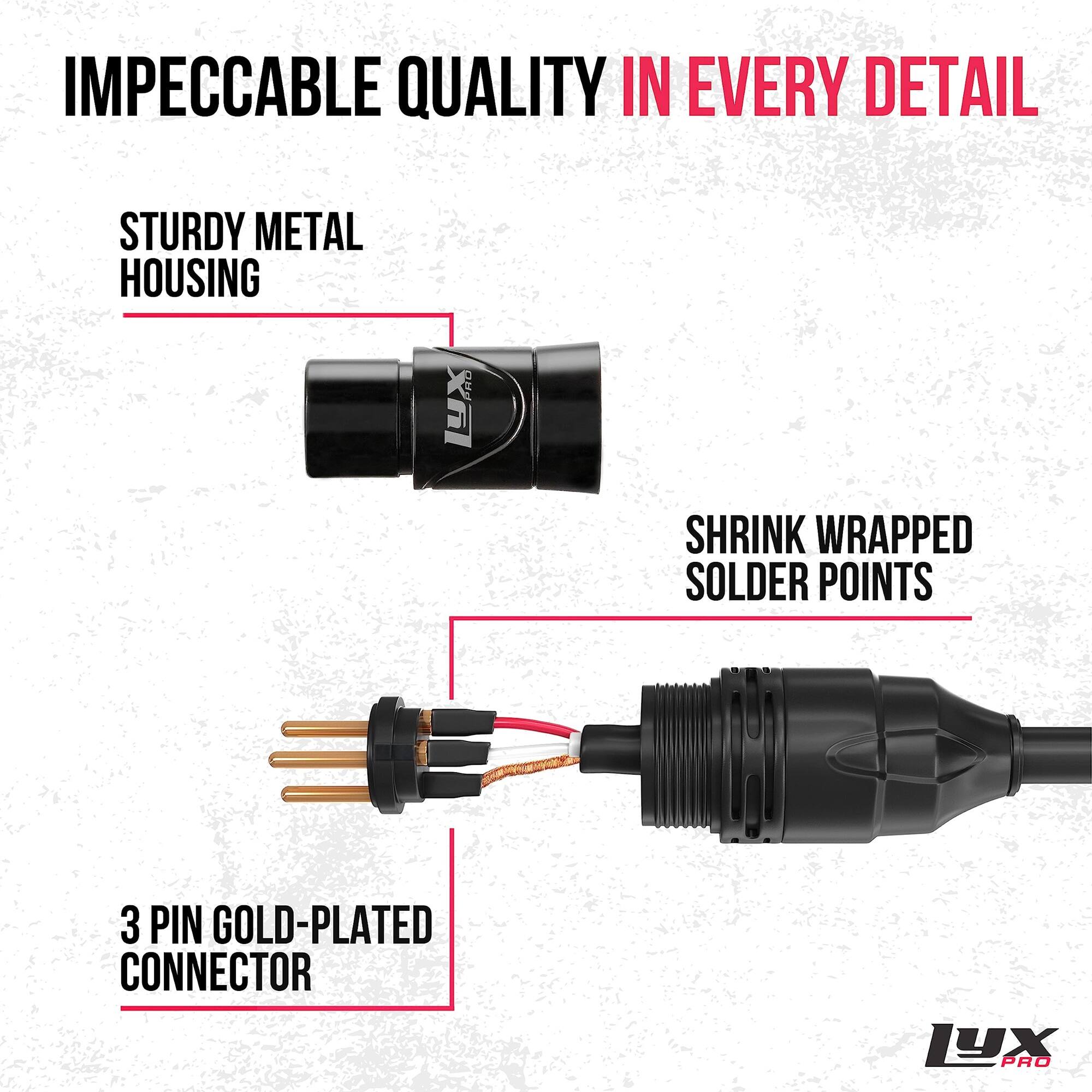 Lyxpro Quad Series 100 ft XLR Cable, Male to Female 4 Conductor ...