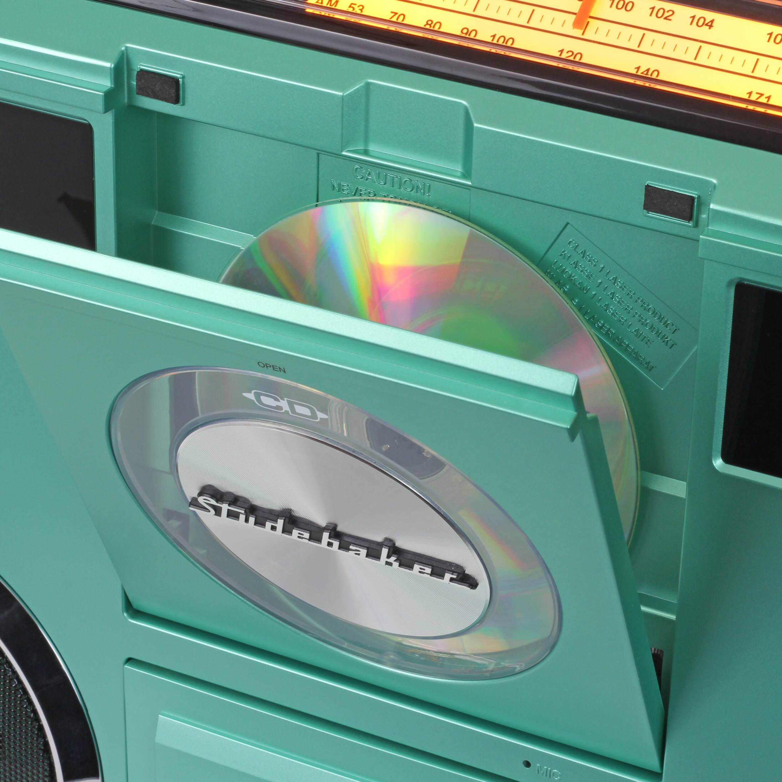 Studebaker SB2140 Portable Stereo Boombox with Bluetooth/CD/AM FM Radio ...