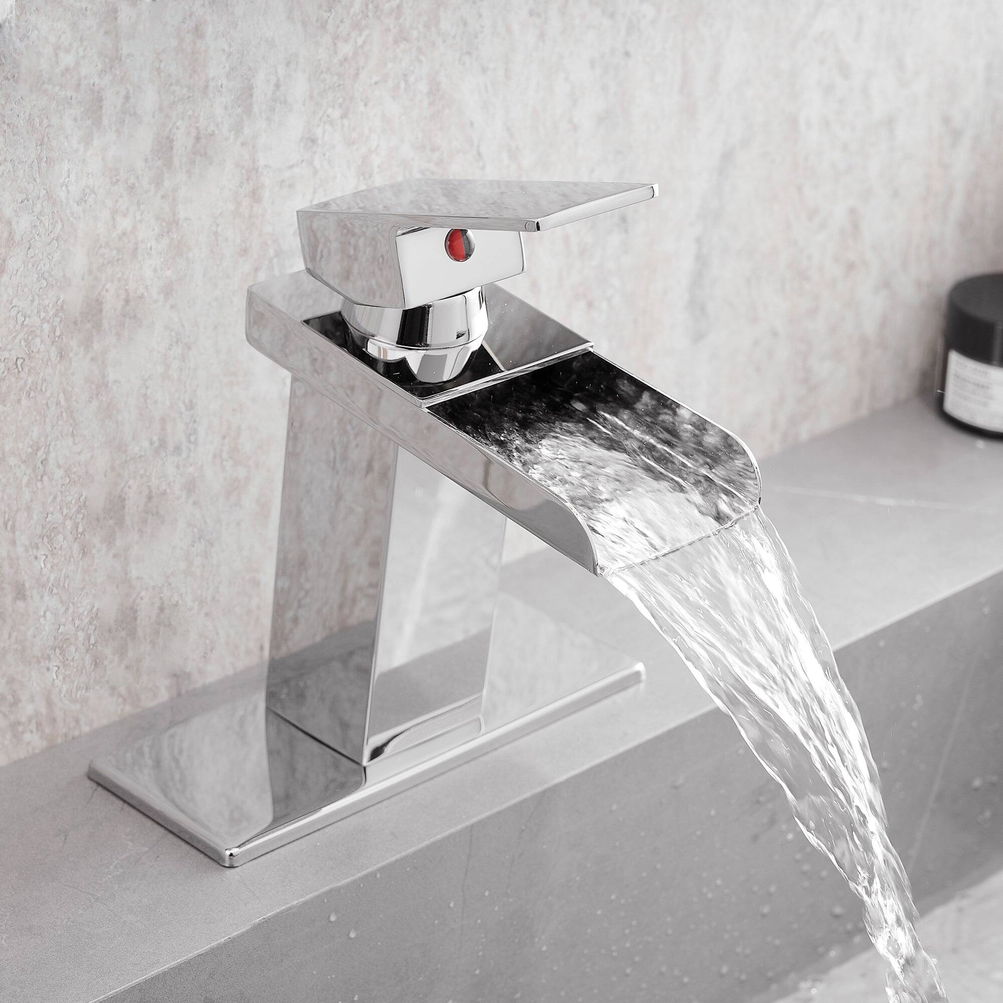 Modern Waterfall Single Handle Single Hole Bathroom Faucet with Deck ...