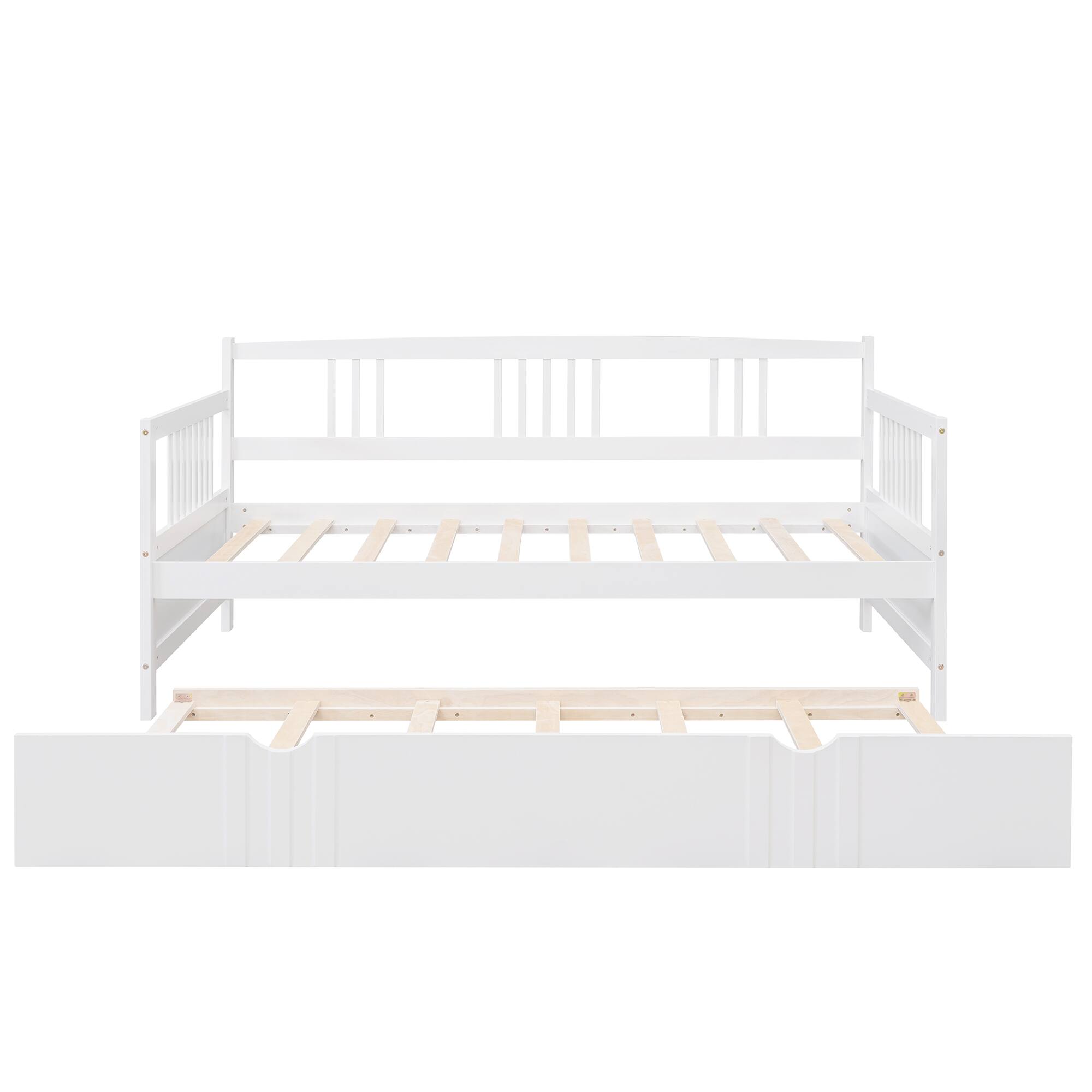 Whisen Twin Size Wood Daybed with Pull out Trundle Bed for Bedroom and ...
