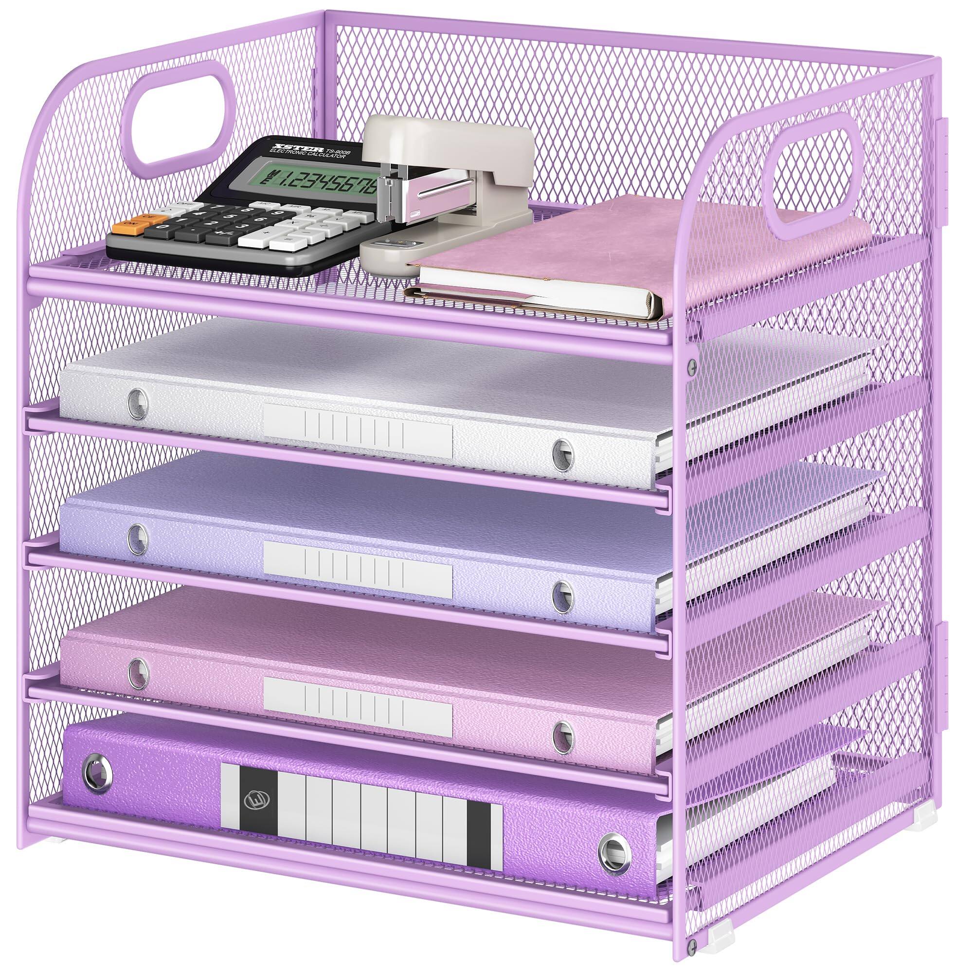 Paradigms Interiors Desk Letter Tray Paper Organizer 5 tier With Handle ...