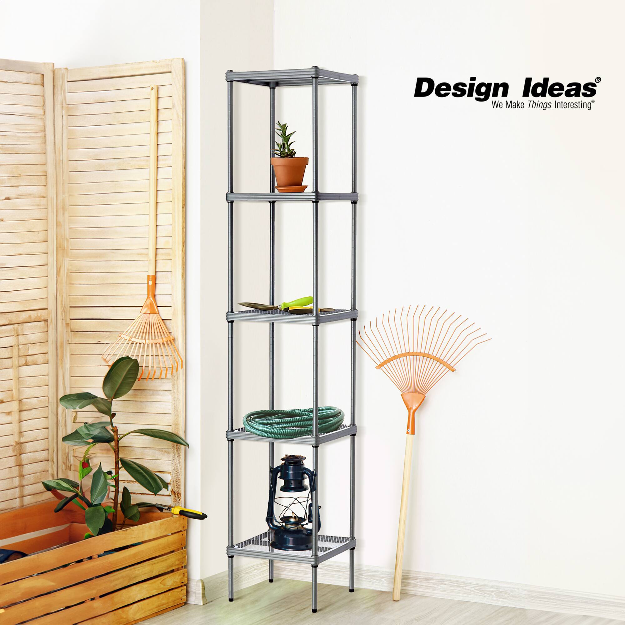 Design Ideas MeshWorks 5 Tier Tower Metal Storage Shelving Unit Rack ...