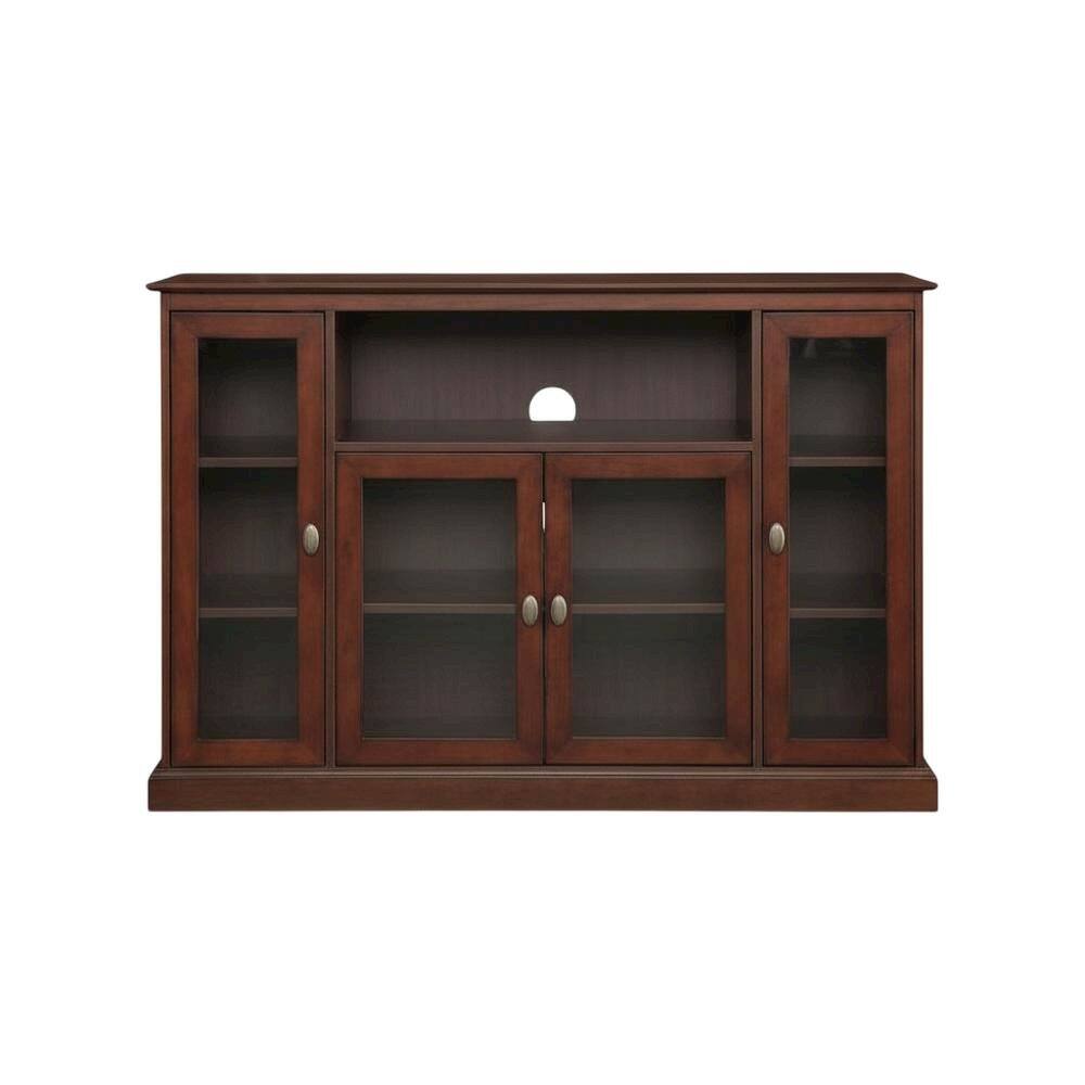 FurniFact Espresso Highboy TV Stand with MDF and tempered glass for 55 ...