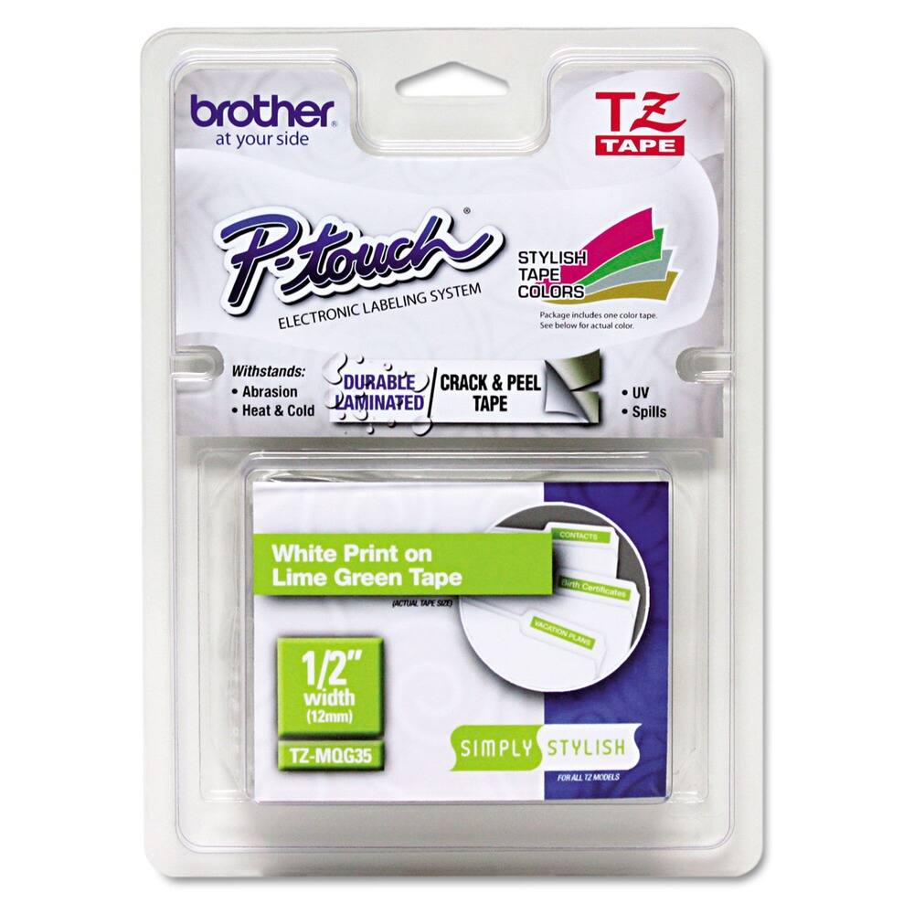 Brother P Touch TZEMQG35 0.47 in. x 16.4 ft. Standard Adhesive ...