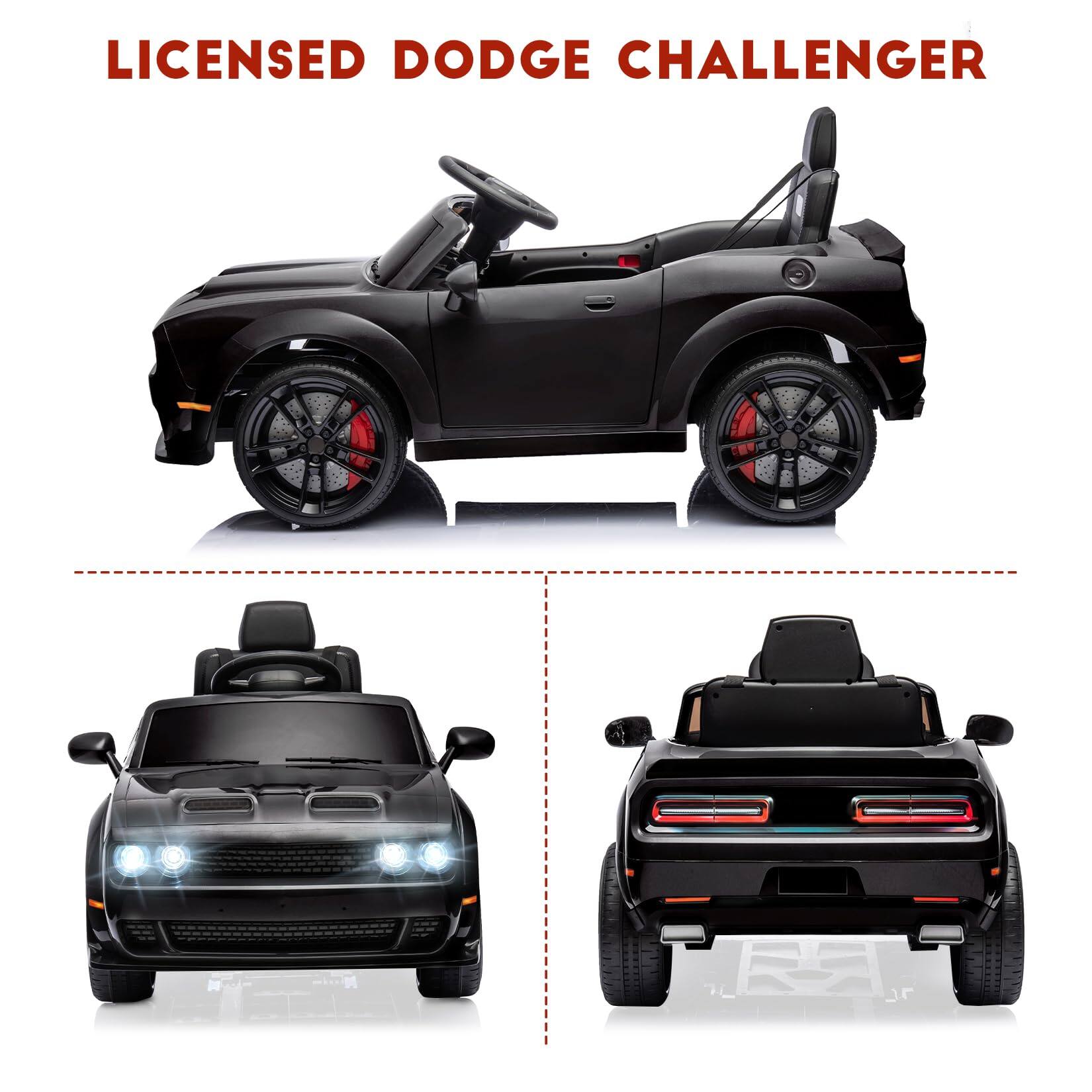 Acekool Licensed Dodge Challenger Kids Electric Car 12V Ride On Car ...