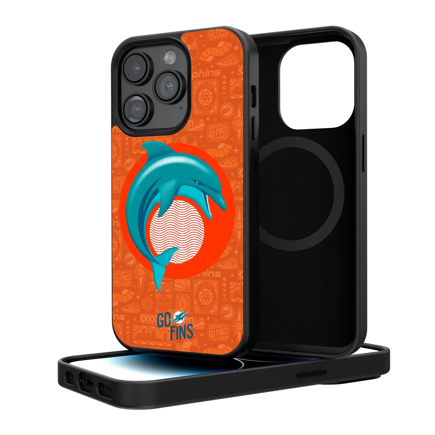Keyscaper NFL Miami Dolphins iPhone Magnetic Bump Case 14 Plus Black ...