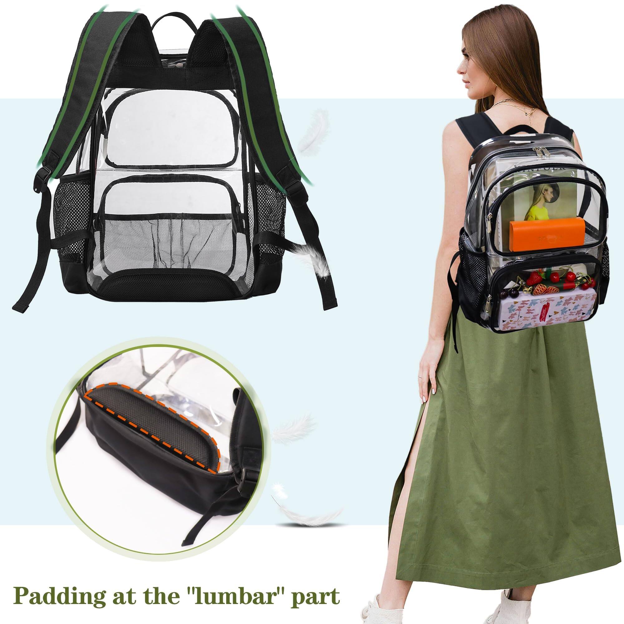 Cozy Serene Clear Backpack Heavy Duty 17'' Transparent Bag See Through ...