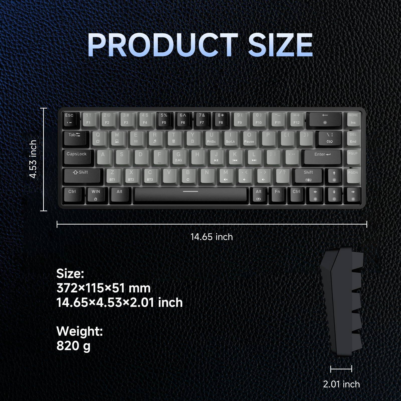 Cozy Serene Dk68 60 Wireless Mechanical Gaming 3 Modes Bluetooth//usb c ...