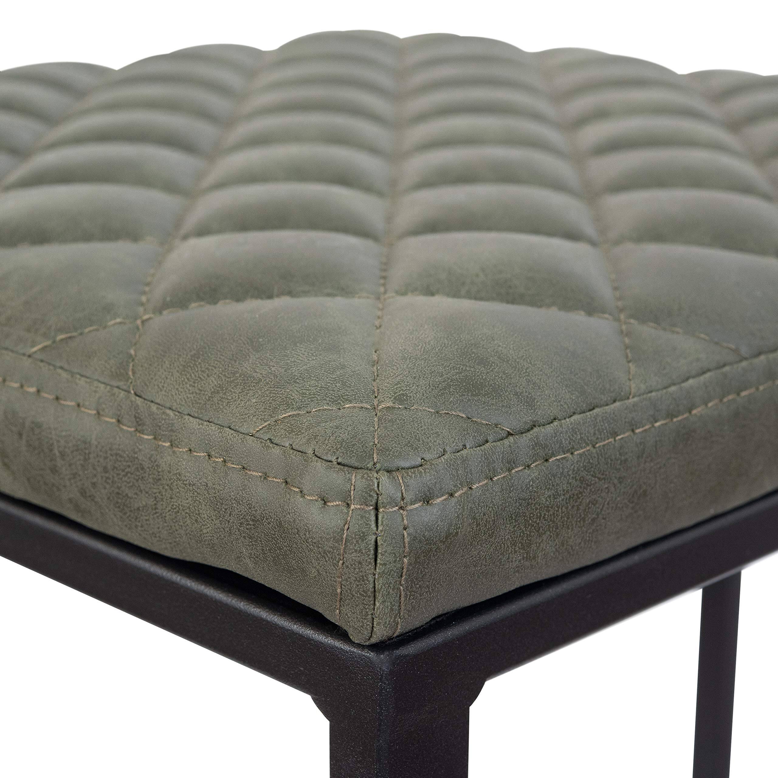 LeisureMod Quincy Modern Quilted Leather Bar Stool with Black Metal ...