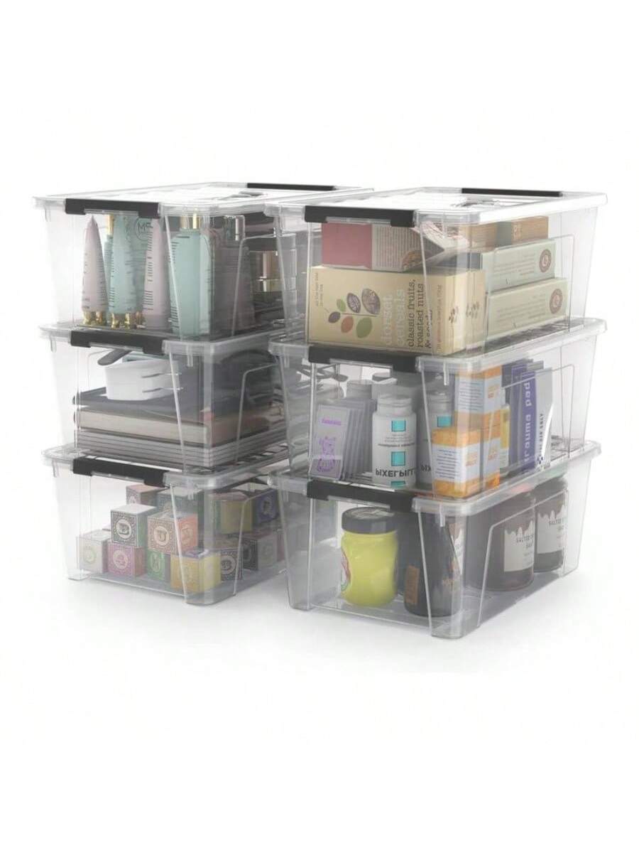Live At Space Storage Bins, 6 Pack Organizer Box with Handle and Lids ...