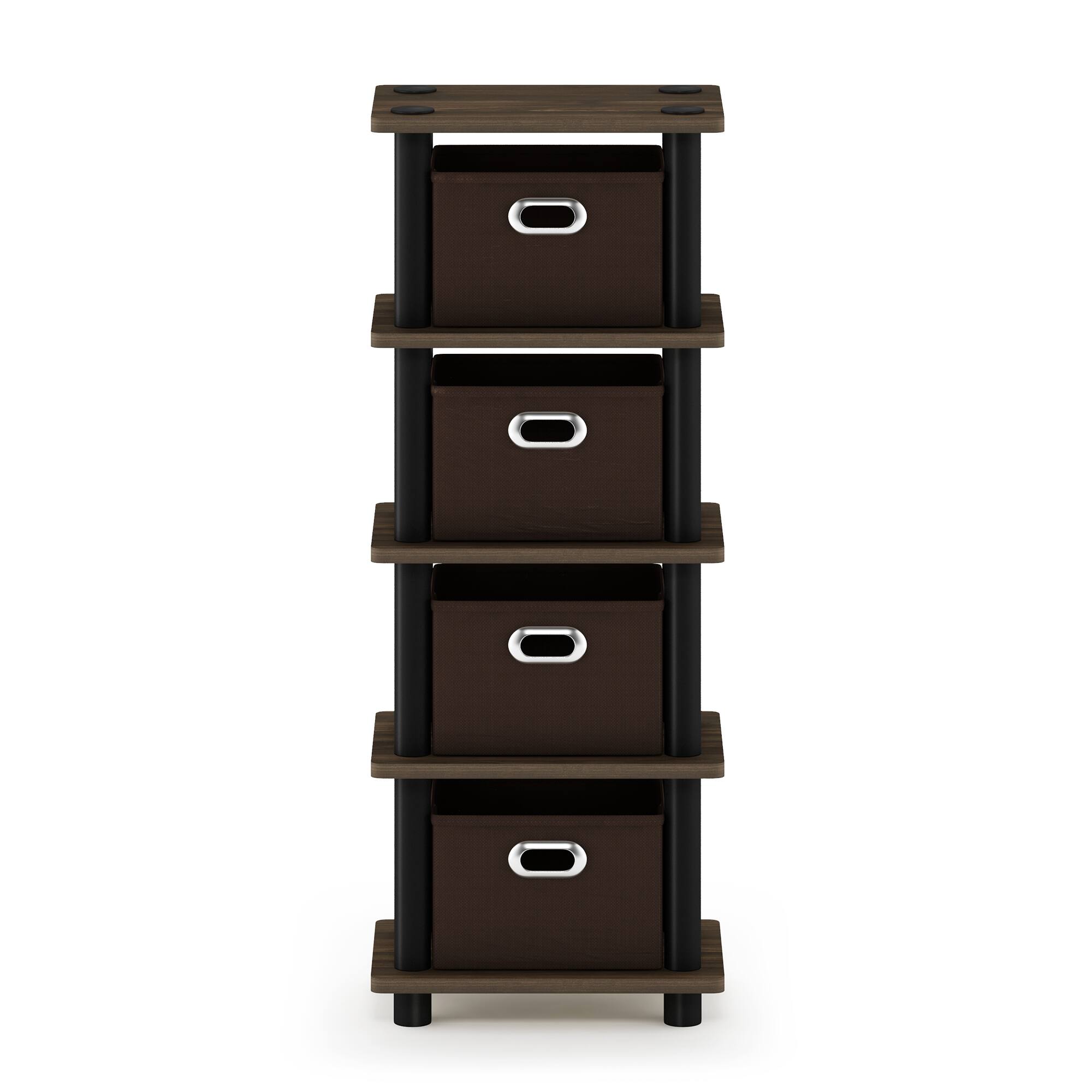 Furinno Turn N Tube 4 Bins System Rack, Columbia Walnut/Black/Dark ...