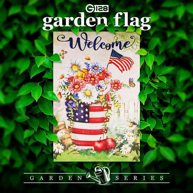 G128 Garden Flag Patriotic Welcome USA Flower Pot Design Assorted ...
