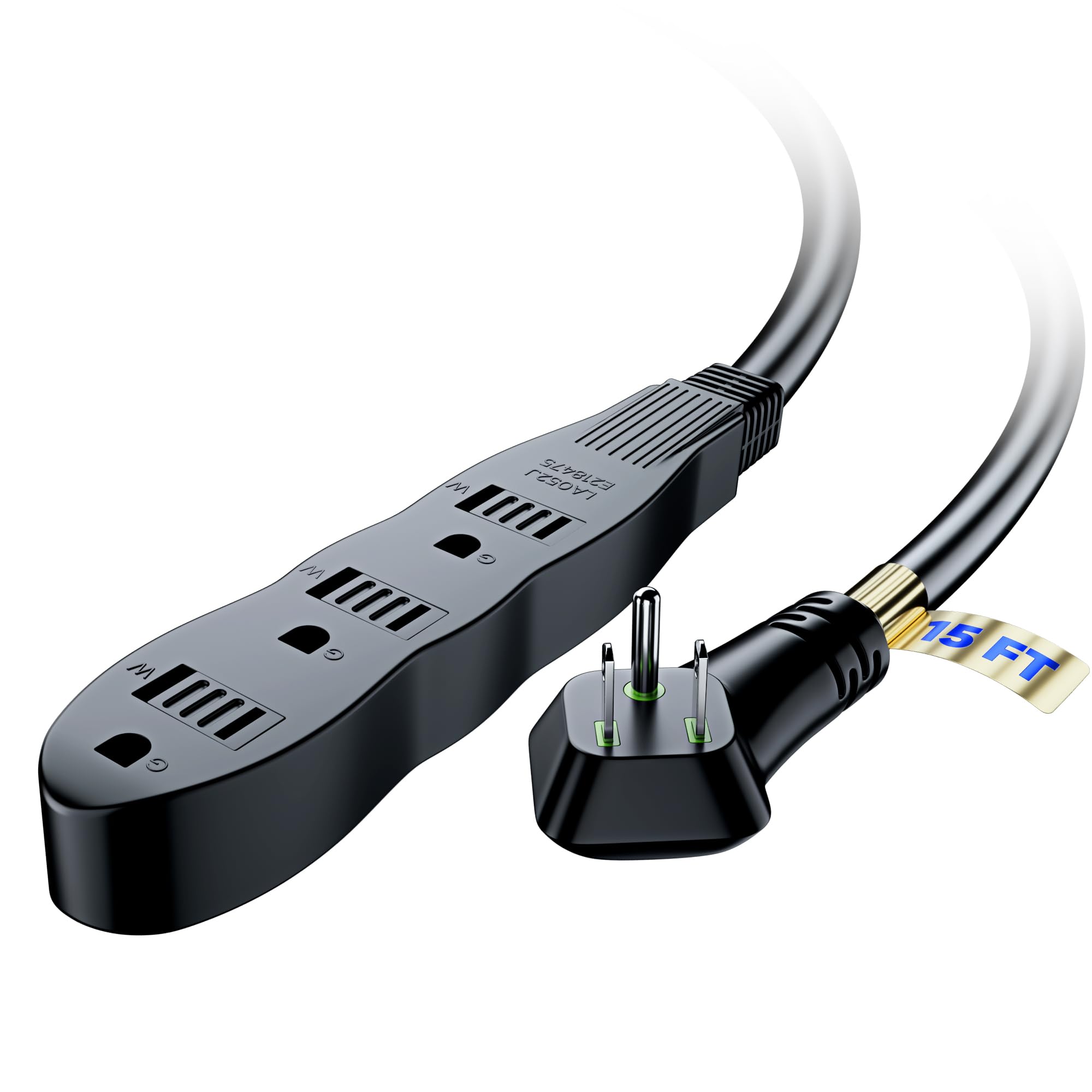Maximm Extension Cord 15 ft, with Multiple Outlets (3 Outlets), Multi ...