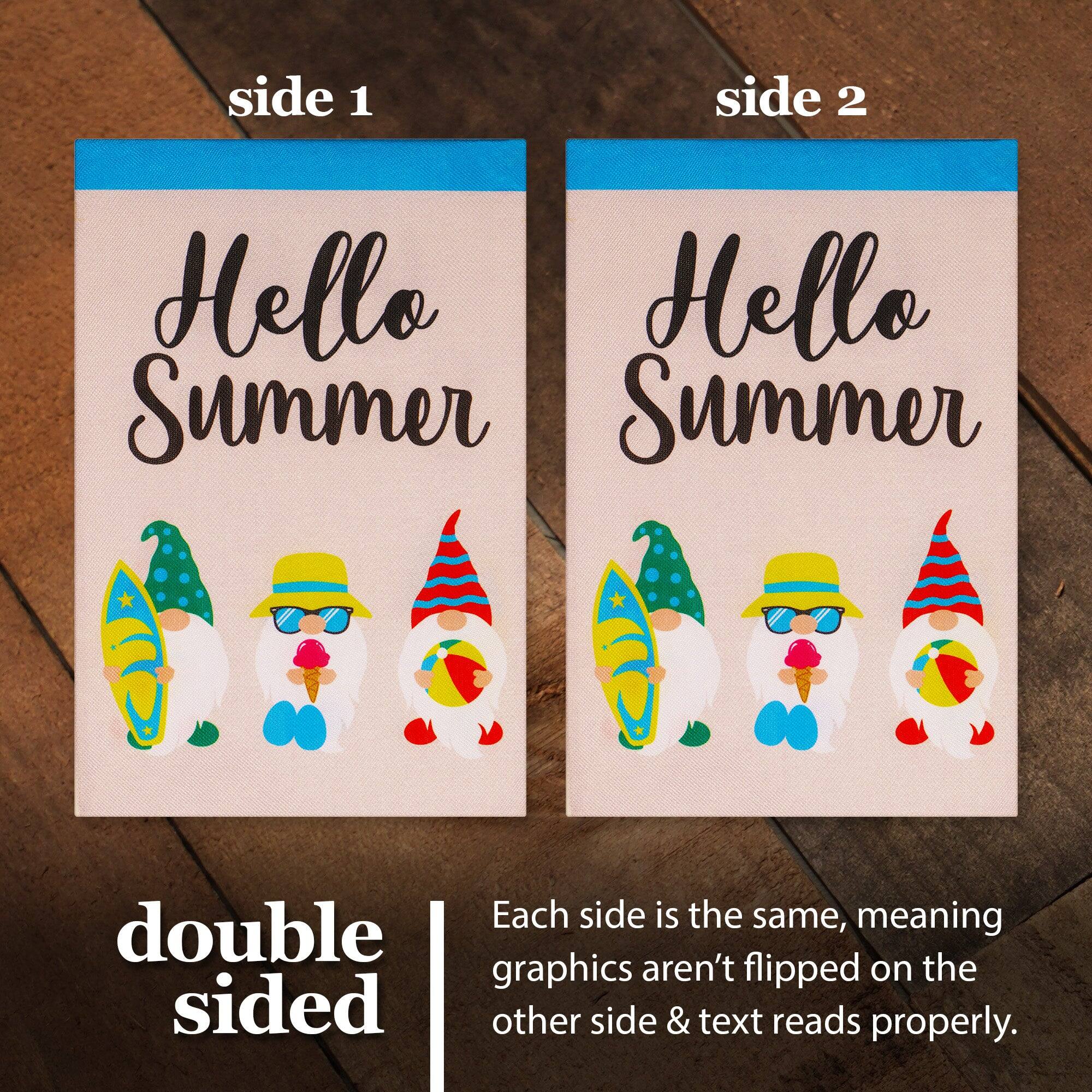 G128 Hello Summer Three Beach Ready Gnomes Garden Flag 12 x 18 inch ...