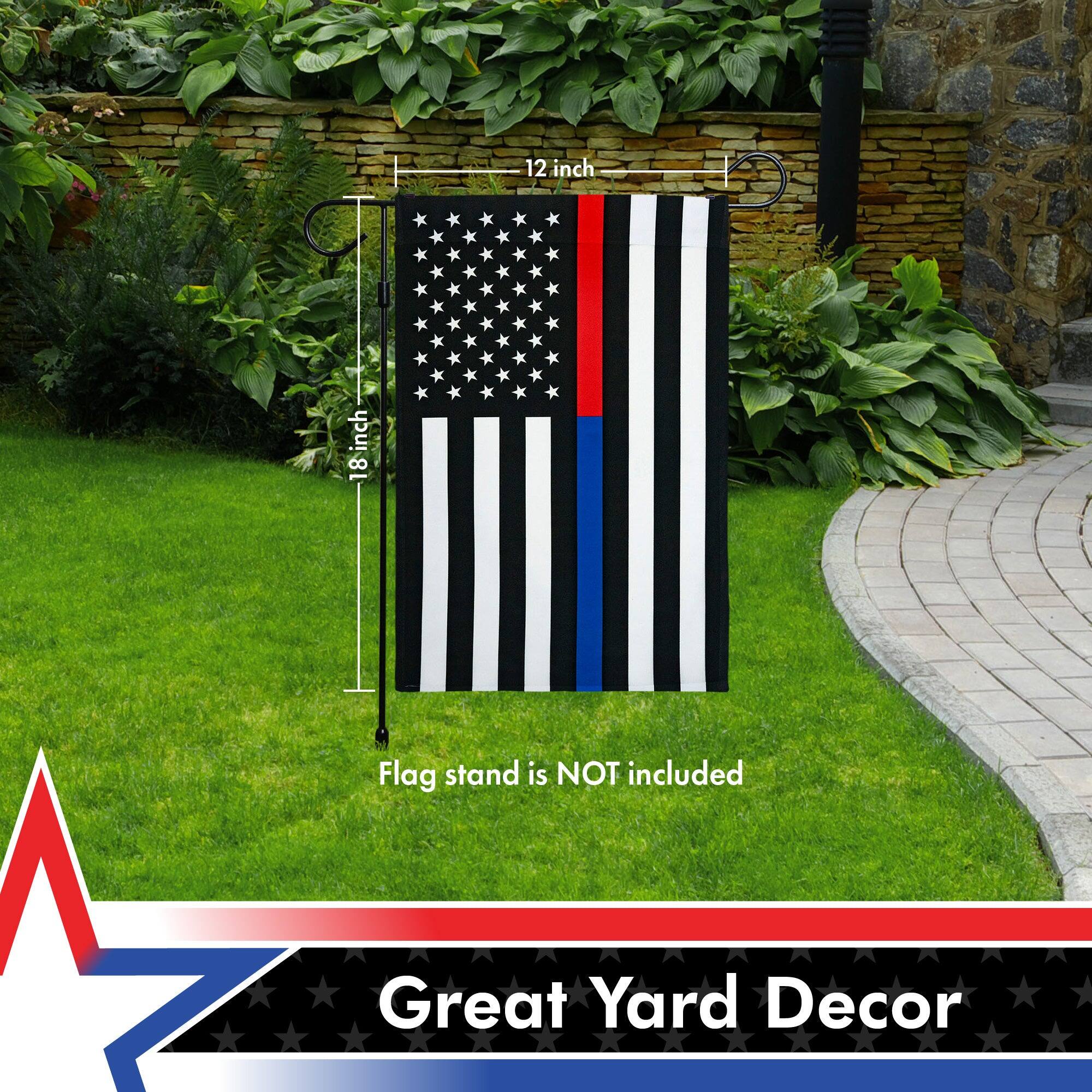 G128 Thin Blue Line & Thin Red Line American Garden Flag 12 x 18 in ...