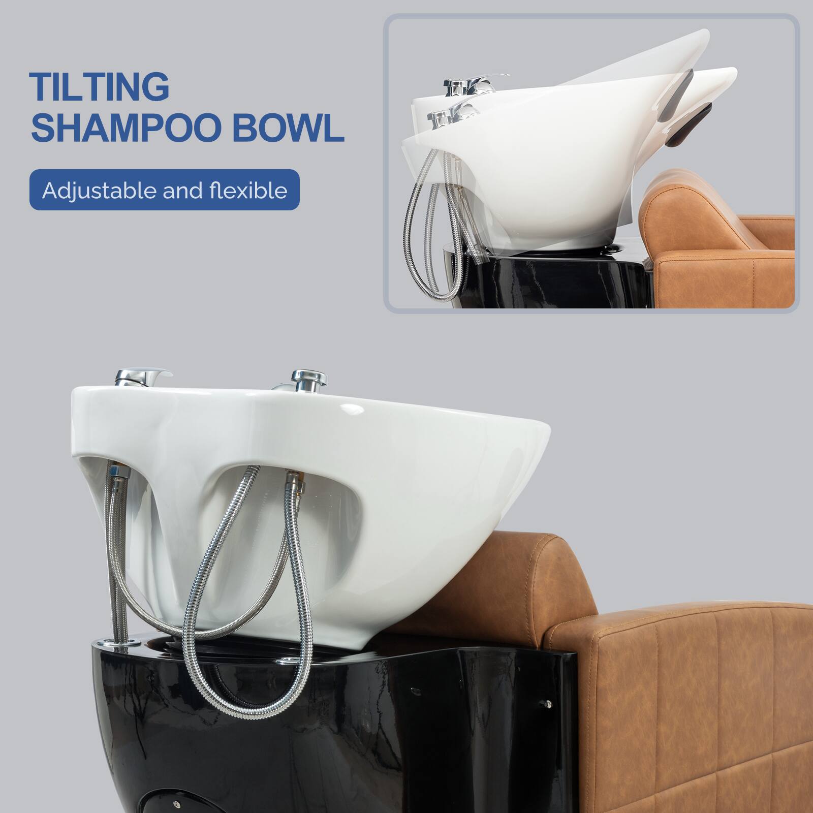 Winado New Backwash Chair Barber Chair with Tilting Shampoo Bowl ...