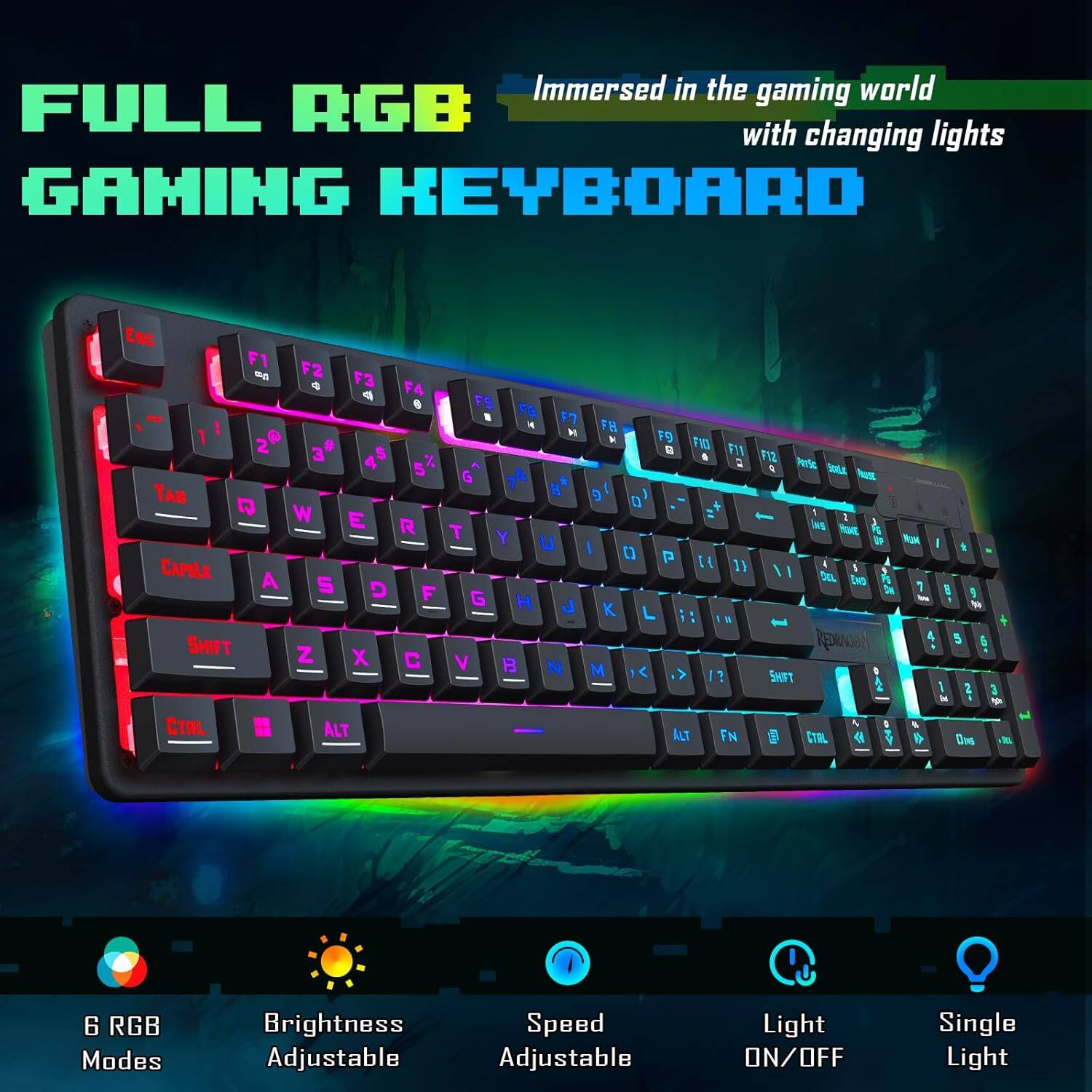 REDRAGON S107 RGB BA Gaming Keyboard and Mouse Combo, RGB Backlit ...