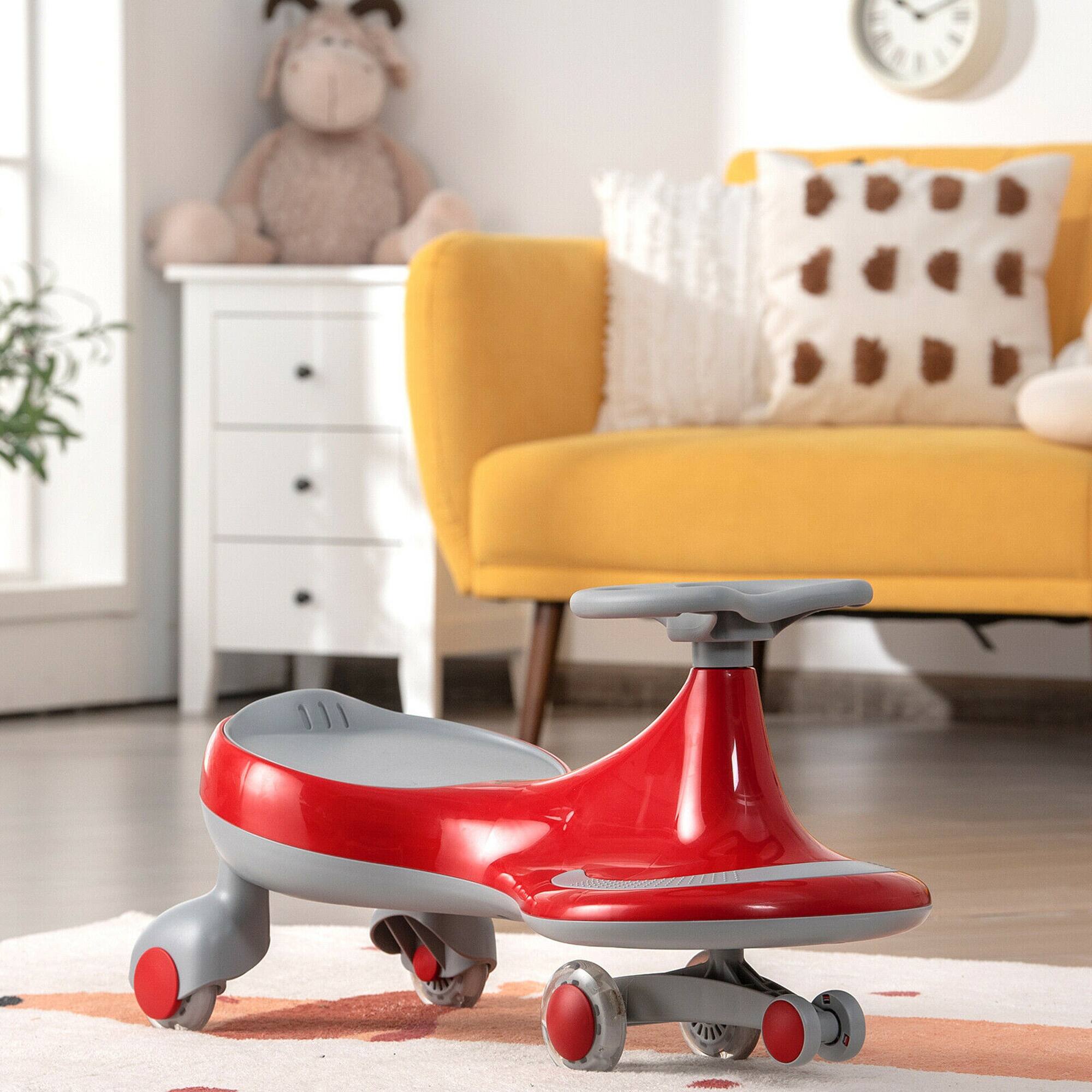 Gymax Wiggle Car Ride on Toy w/ Flashing Wheels for Kids Red GYM07116 ...