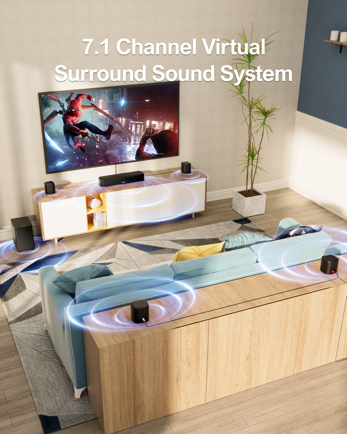 Ultimea Aura A40 7.1ch Virtual Surround Sound Bar, 4 Surround Speakers ...
