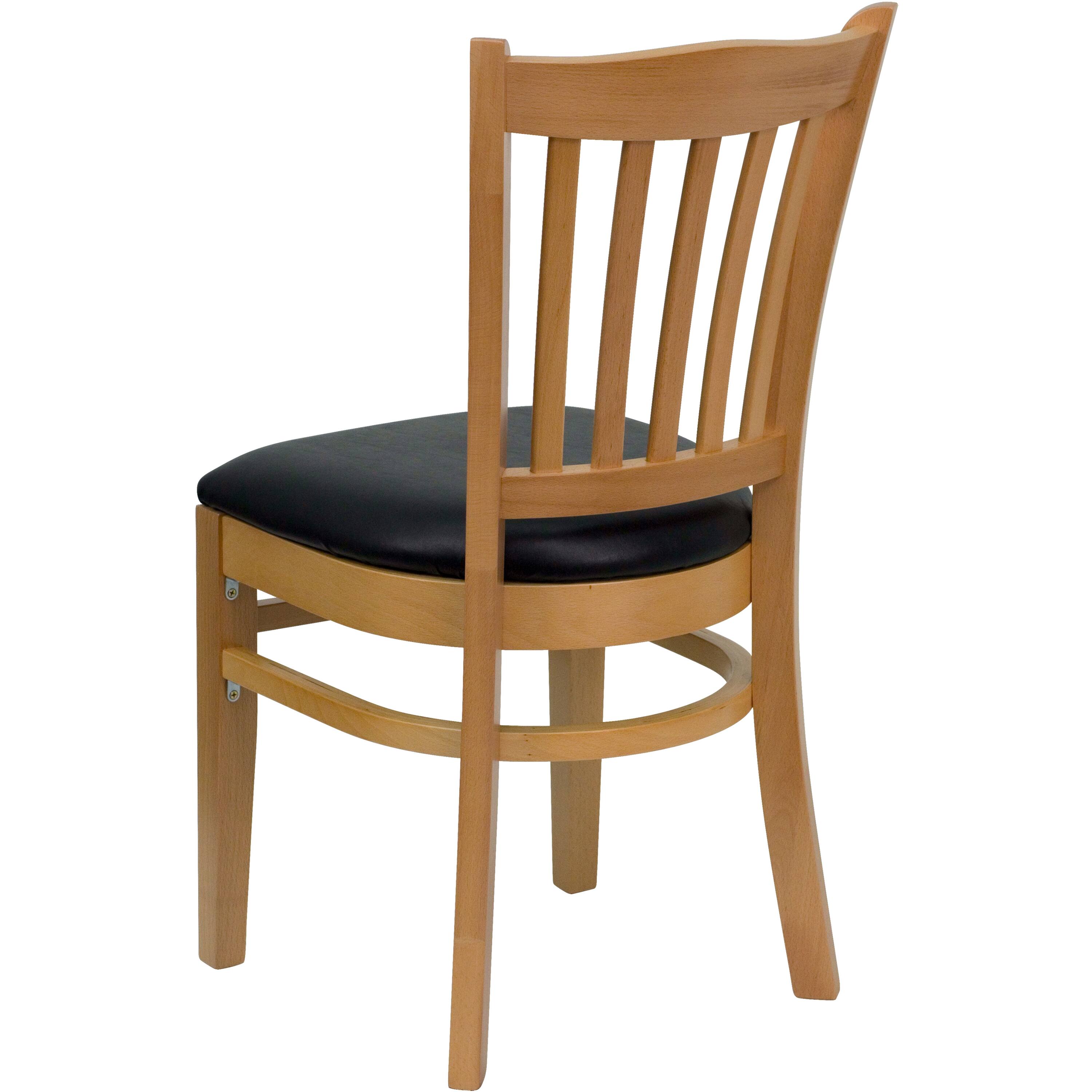 Emma + Oliver Vertical Slat Back Wooden Restaurant Dining Chair Black ...