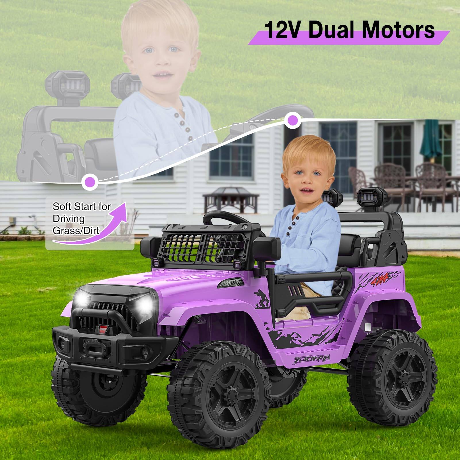 Acekool Ride on Truck, Kids Electric Car w/Parent Remote Control, 12v ...
