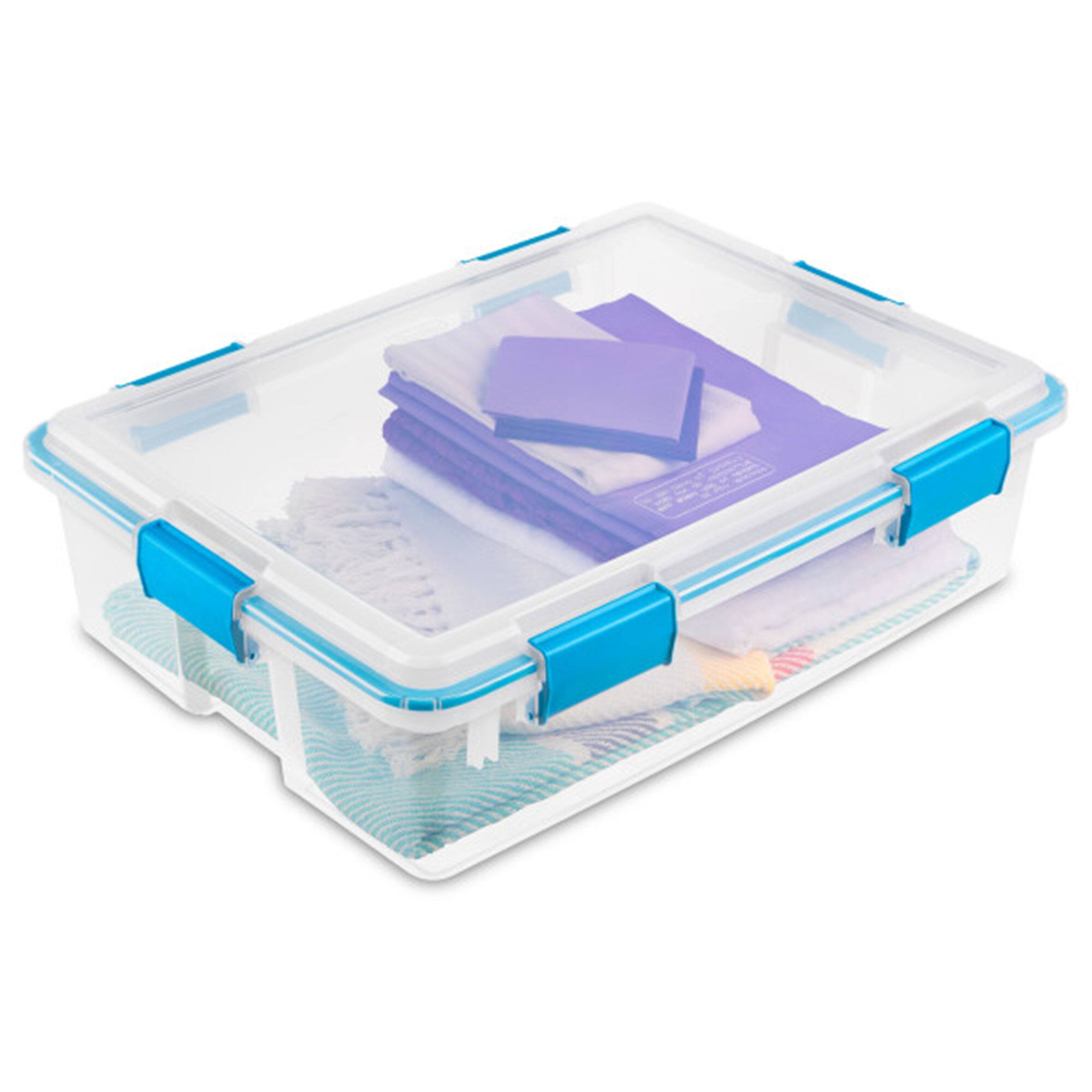 Sterilite 37 Quart Clear Plastic Home Storage Tote Bin with Secure Lids ...