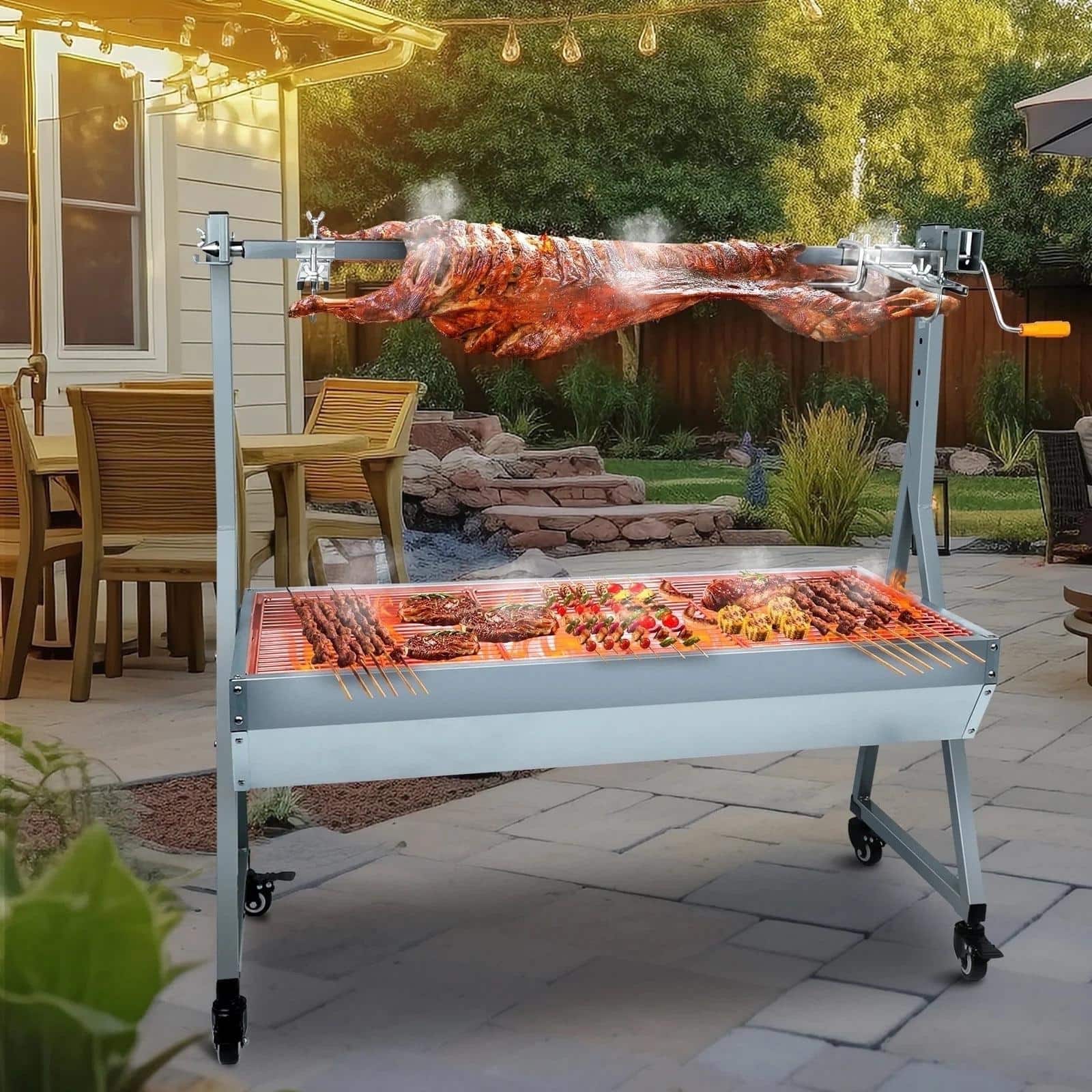 Lamb Mirfee - Outdoor Rotisserie Grill Pig Rotisserie Roaster - Silver ...