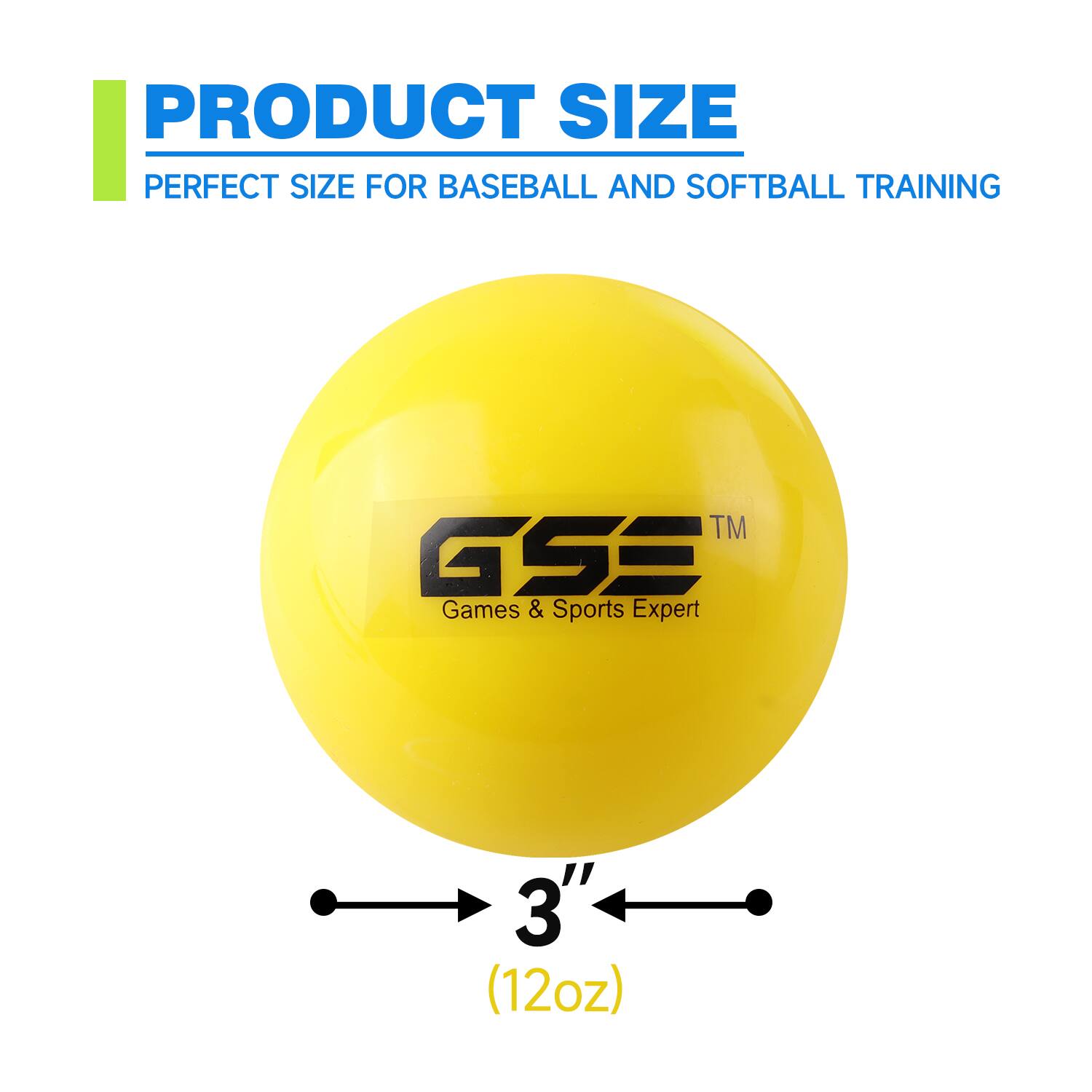 GSE Games & Sports Expert 12 Pack 3" Weighted Baseballs,Weighted ...