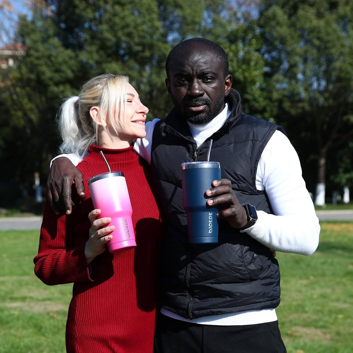 PARKER SLATER 30oz mint stainless steel tumbler with lid and straw, double wall insulated color ...