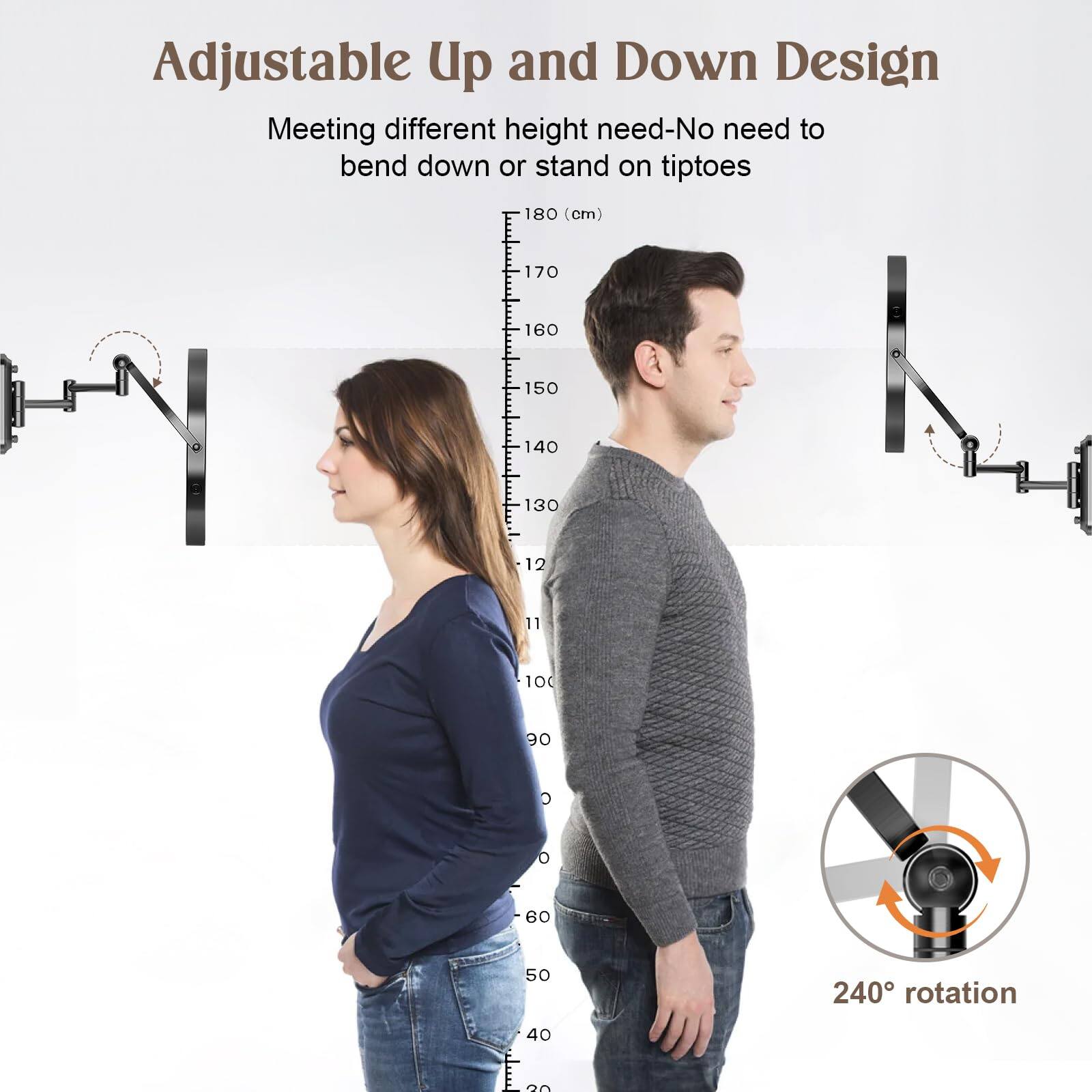 Cedar Assembly Mirror LED Lighted Magnifying Rechargeable Vanity Makeup ...