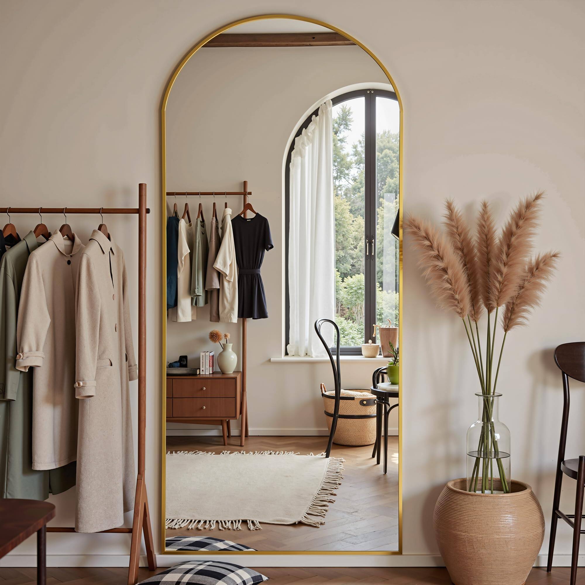 Earthley Blooms Full Length Mirror 64"x21" Arched Body Floor Mirrors ...