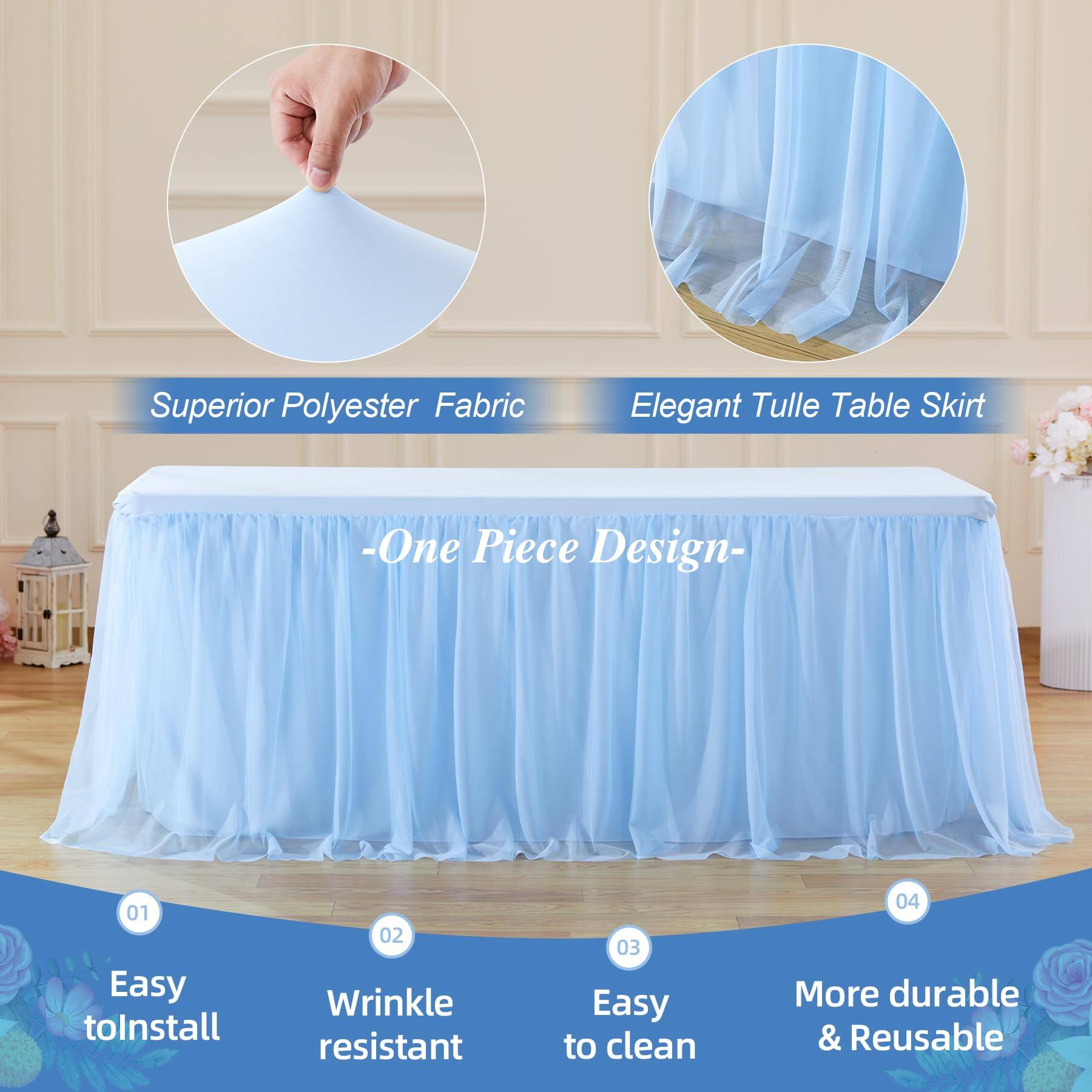 Dapper Styles Tulle Tablecloth For Rectangle Tables Wrinkle Free Light ...