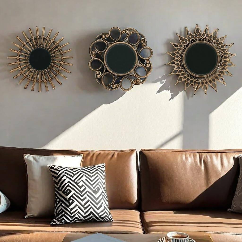 Cedar Assembly Retro Mirrors For Wall Pack Of 3 Round Mirrors ...