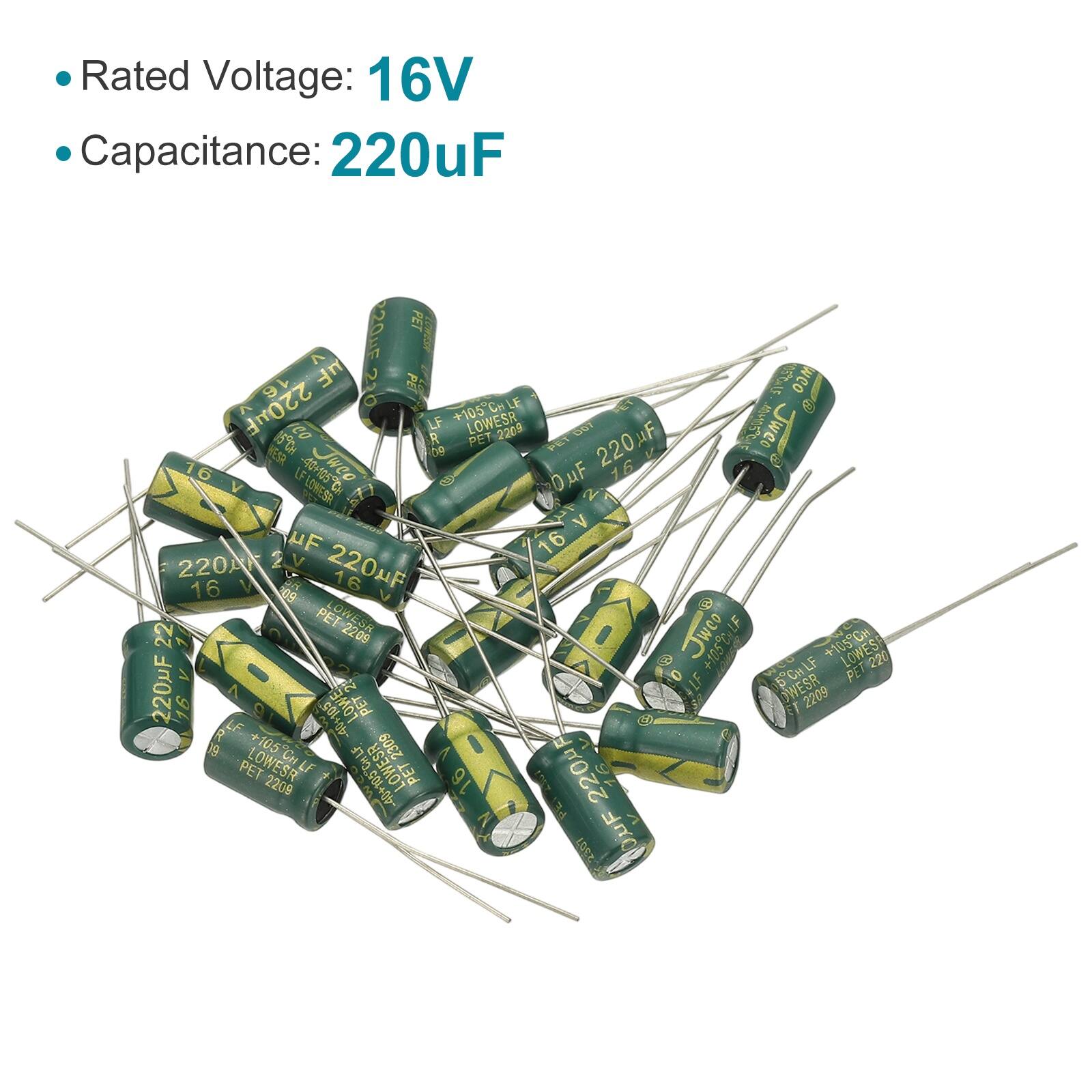 Unique Bargains 220uF 16V 6x11mm Electrolytic Capacitor, High Frequency ...