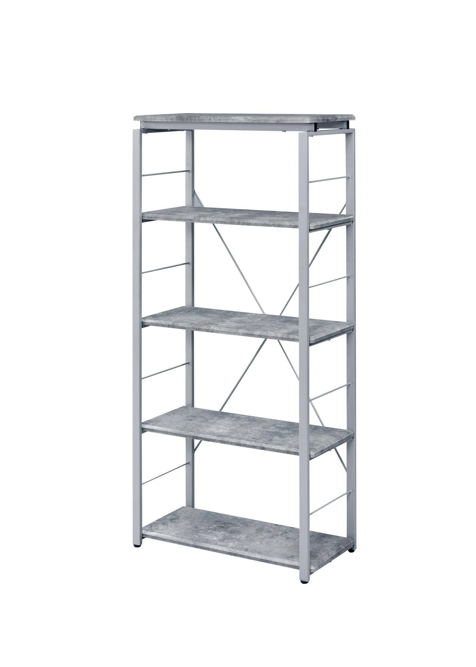 Spaco Modern Industrial Bookshelf 5 Tier, Faux Concrete Metal Frame ...