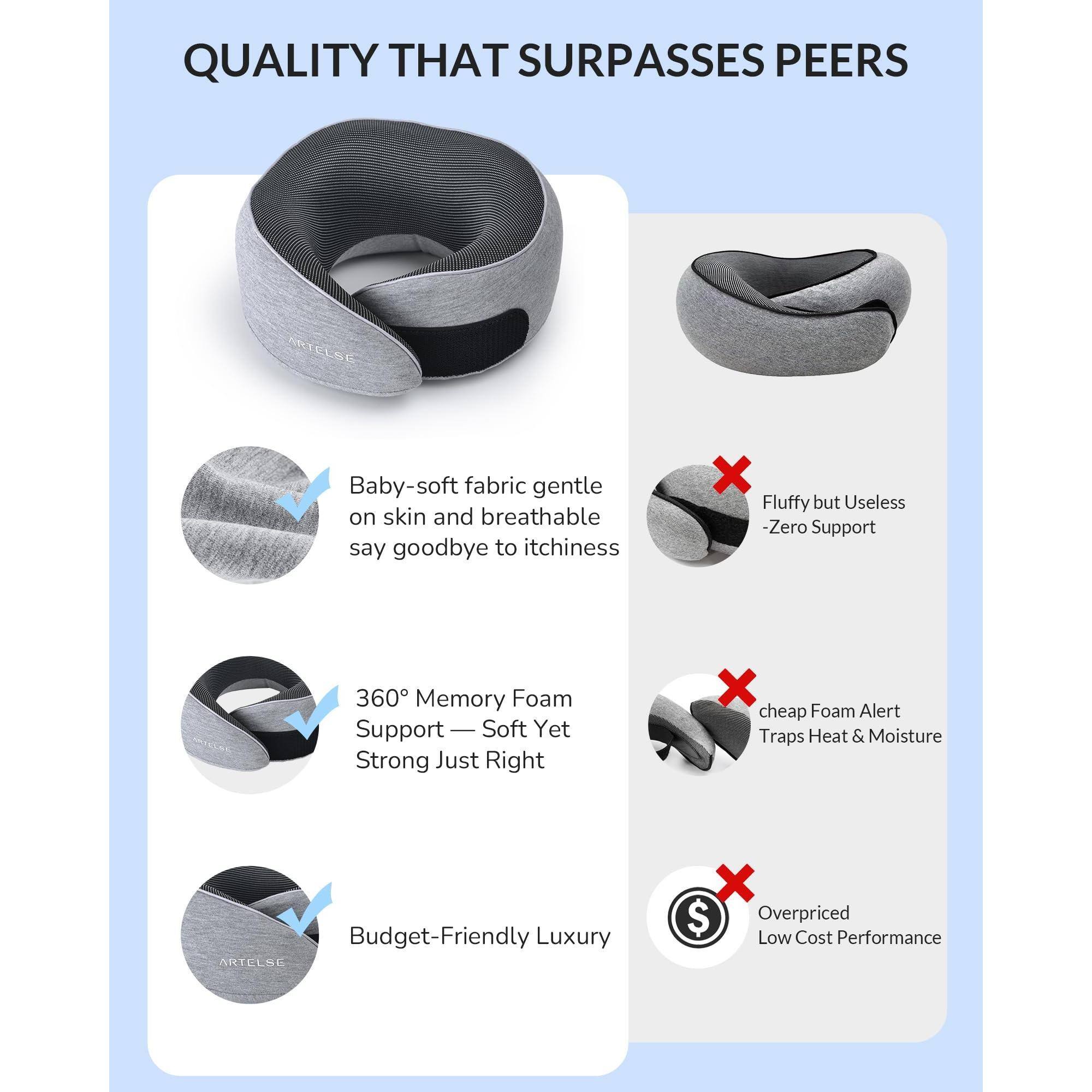 Pacoar Cade Neck Travel Pillow For Rest Memory Foam Airplane ...