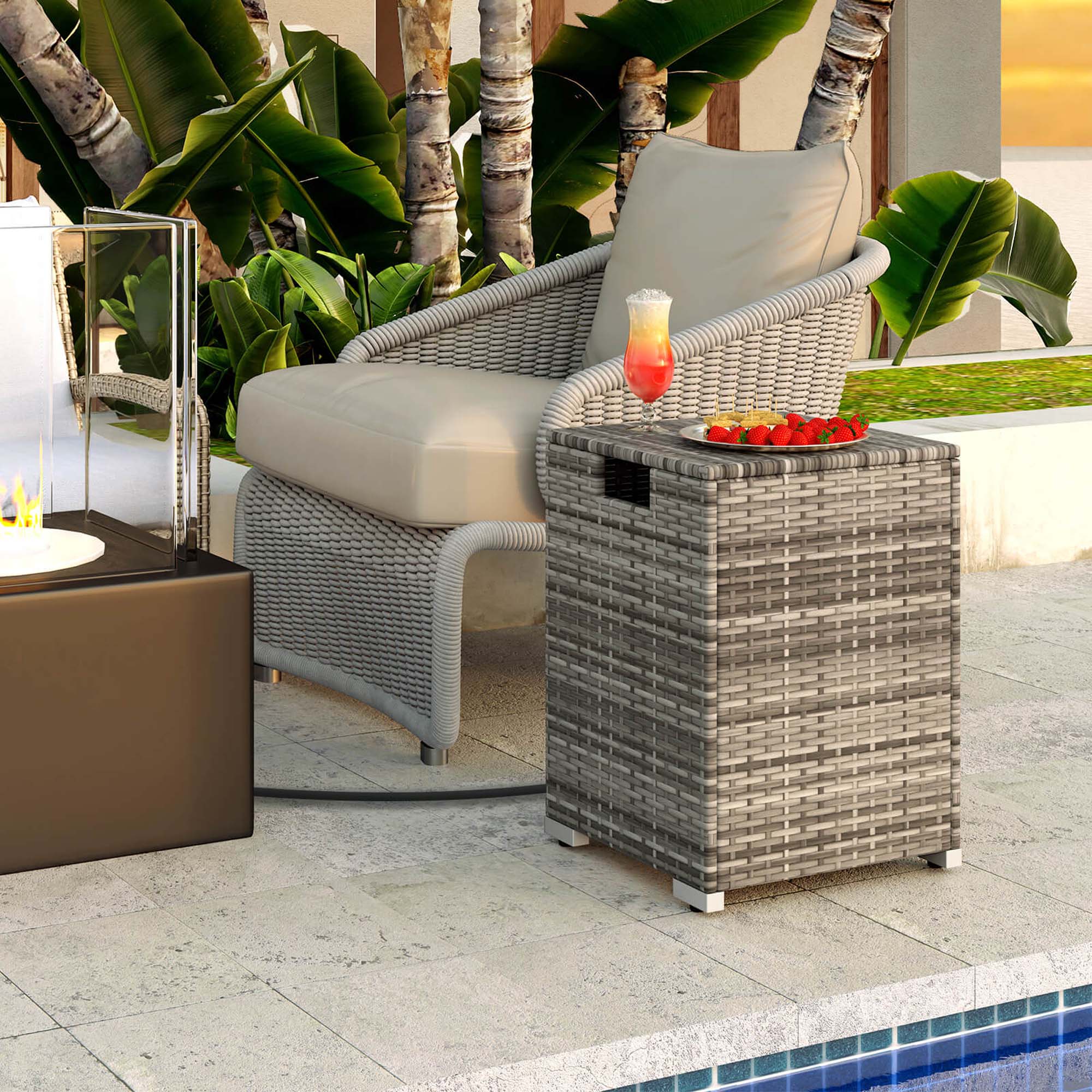 Costway 16" Rattan Propane Tank Cover Hideaway Side Table 20 lbs ...