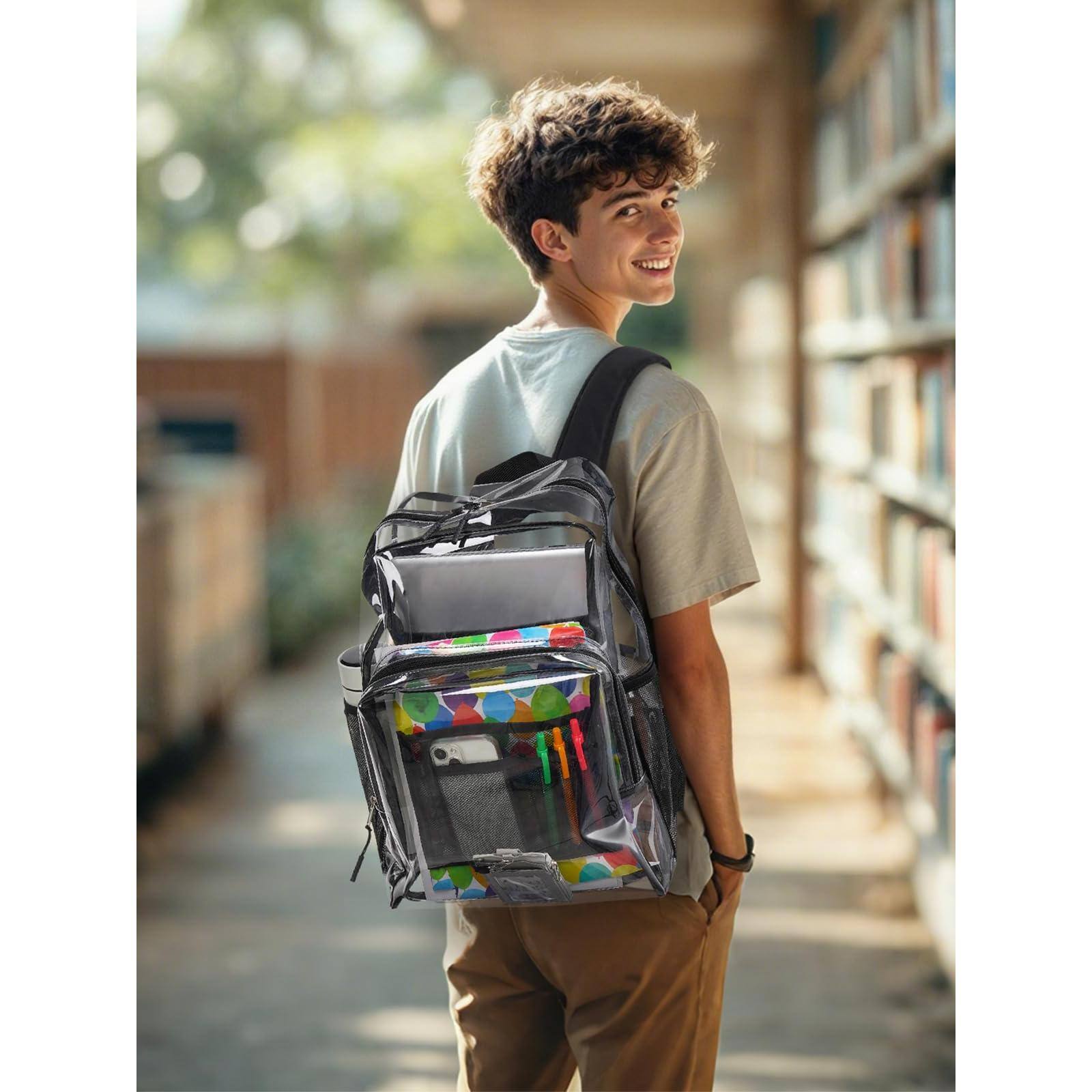Cozy Serene Clear Backpack For School 17 Inch Large Heavy Duty tpu See ...