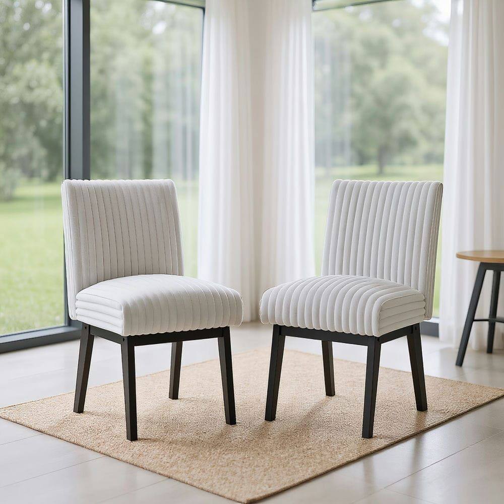 Kadyn Set of 2 Fabric Upholstered Kitchen Chairs with Padded Seat and ...