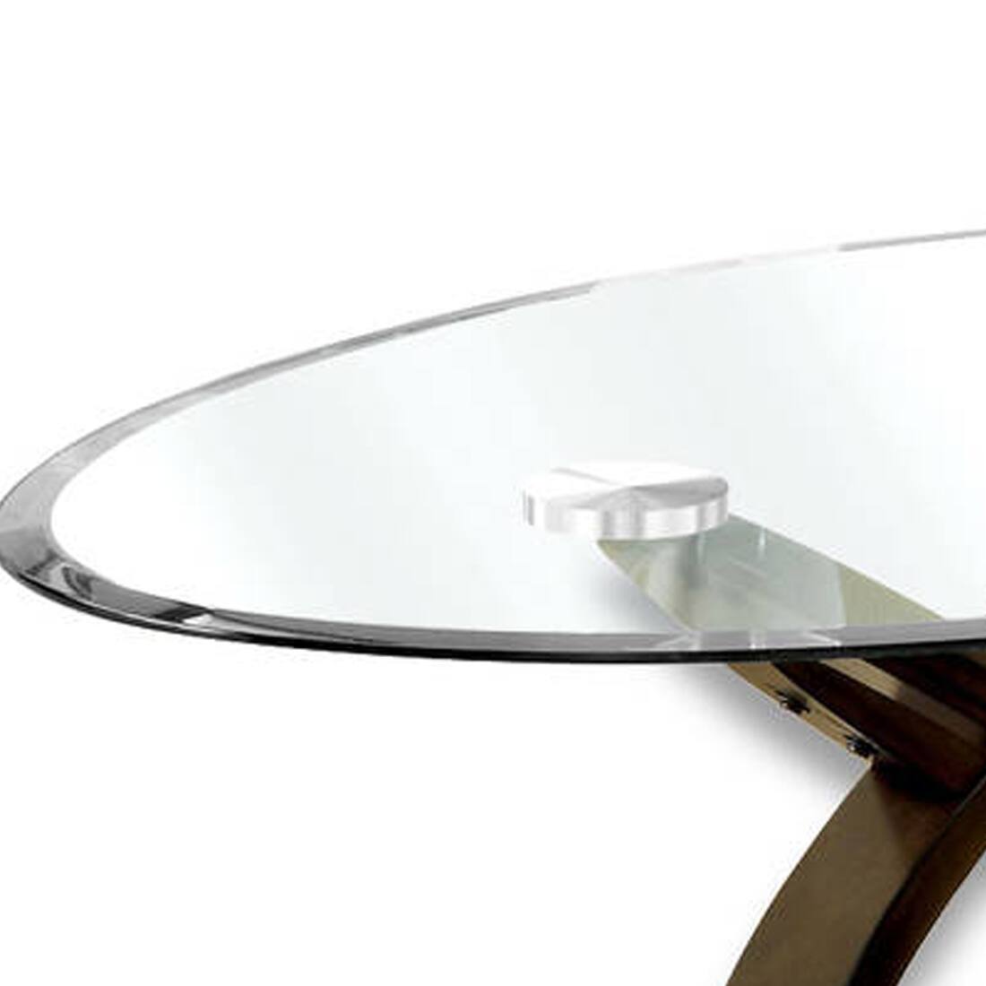 Manhattan Lane Oval Glass Top Coffee Table with Cross Oval Base Brown ...