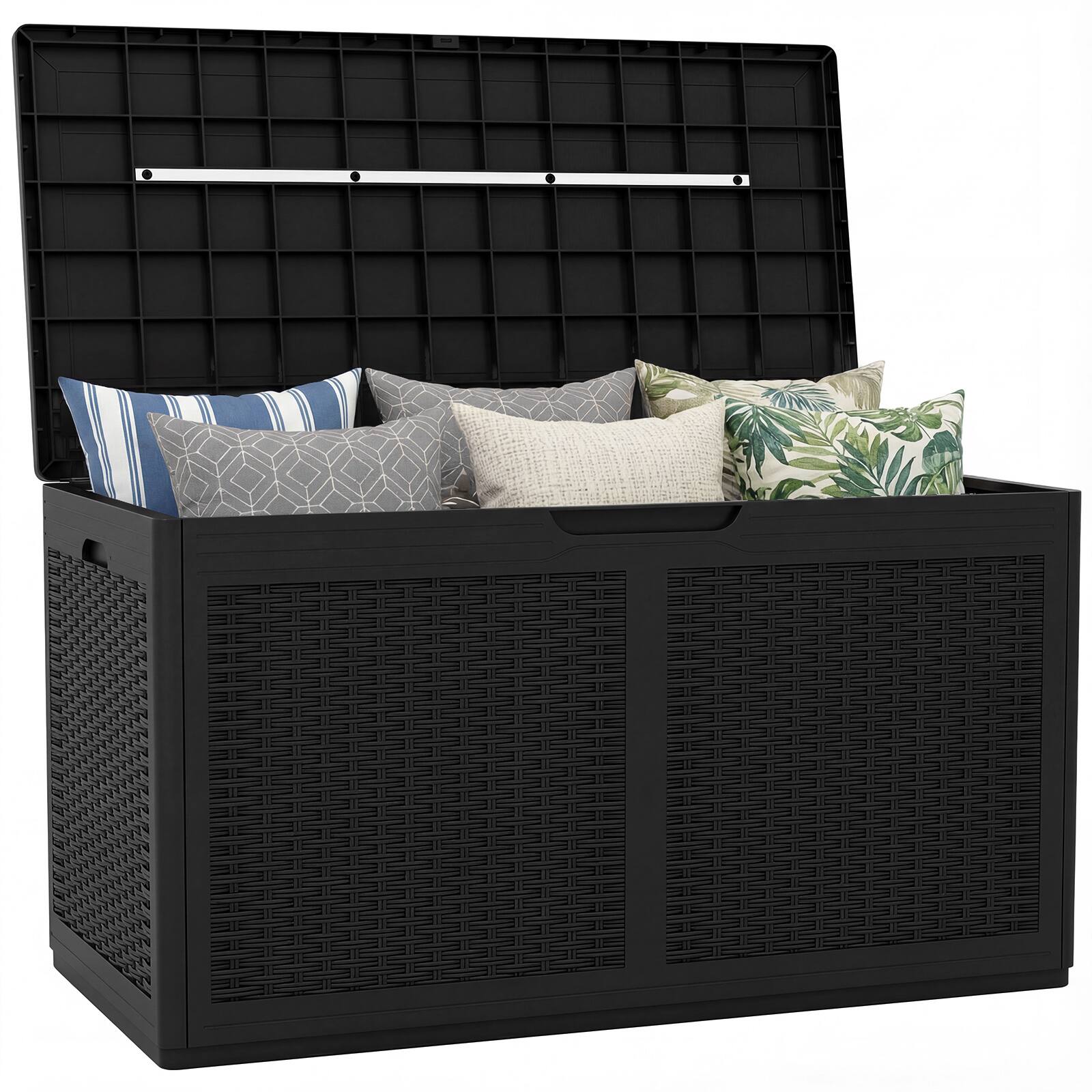 Costway 100 Gal Outdoor Storage Box Lockable Patio Bin & Bench for ...