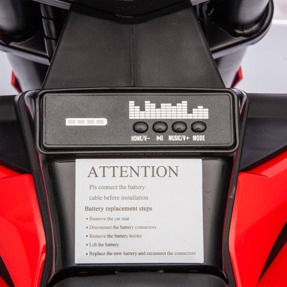 BreeBe 24V Kids Electric Motocross Motorcycle, 200W Motor, Shock Absorber, LED Lights, Bluetooth ...