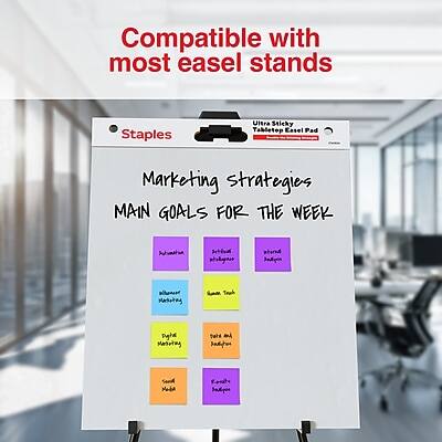 Staples Ultra Sticky Tabletop Easel Pad, 20" x 23", 20 Sheets/Pad ...