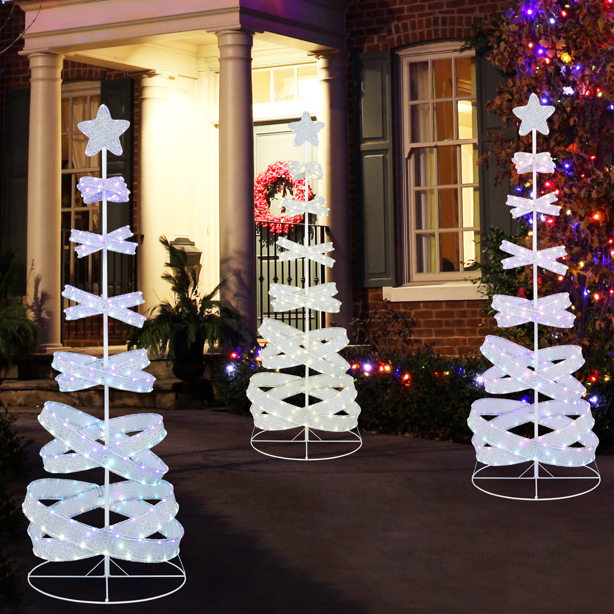 Gymax Pre lit Spiral Christmas Tree Light Up Artificial Tree w/ 341 LED ...