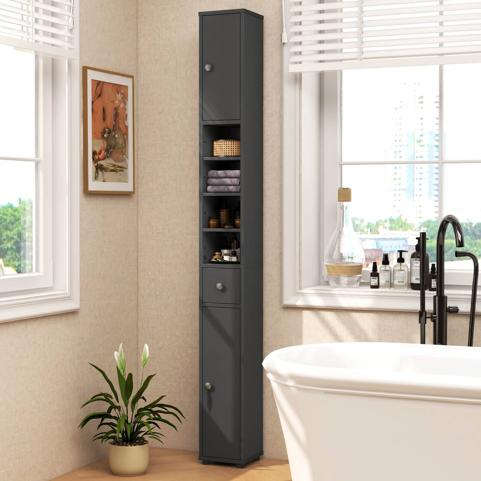 Costway 71" Slim Bathroom Storage Cabinet with 2 Doors 5 Adjustable ...