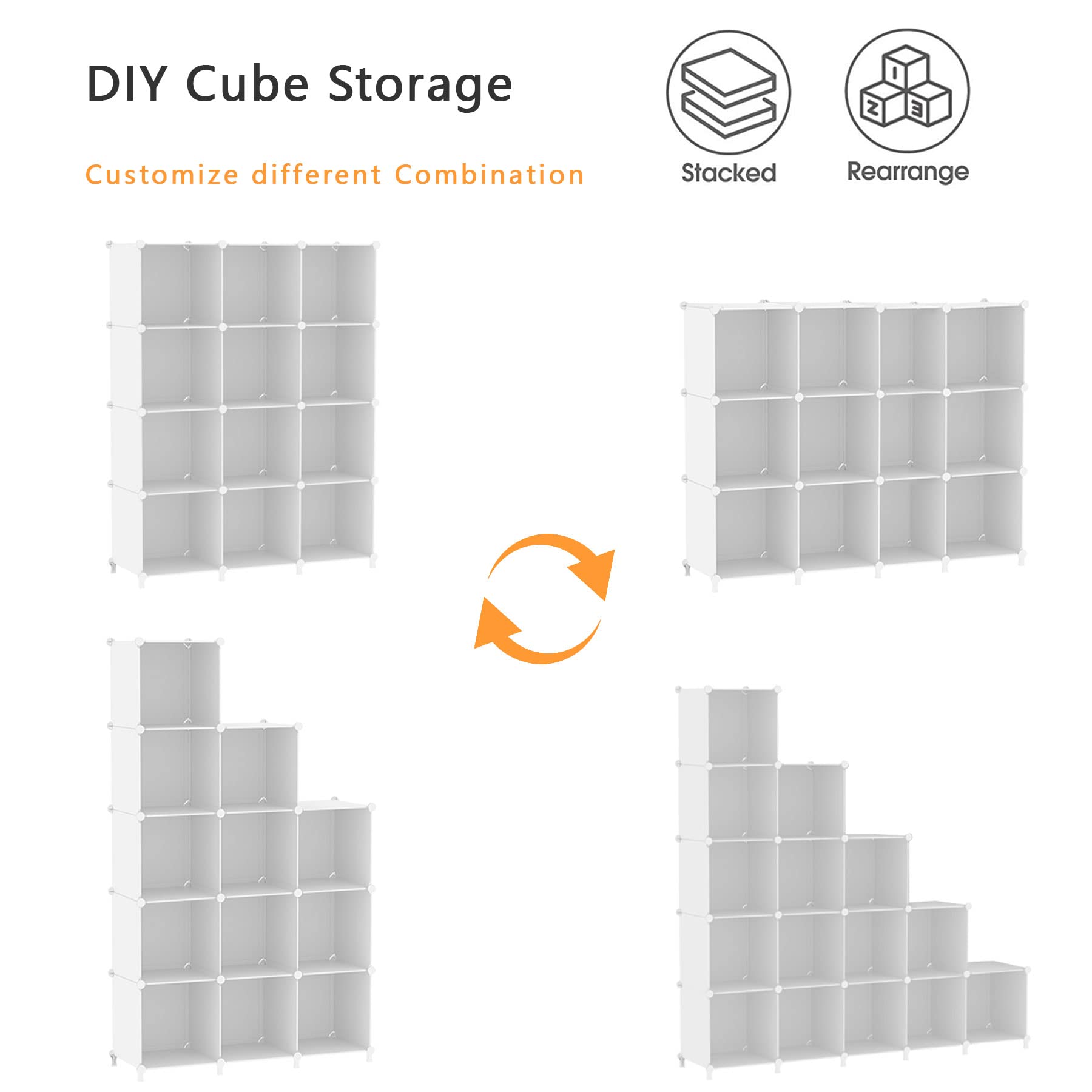 Empire DigiLabs Cube Storage Organizer 12 Bookshelf Diy Plastic Closet ...