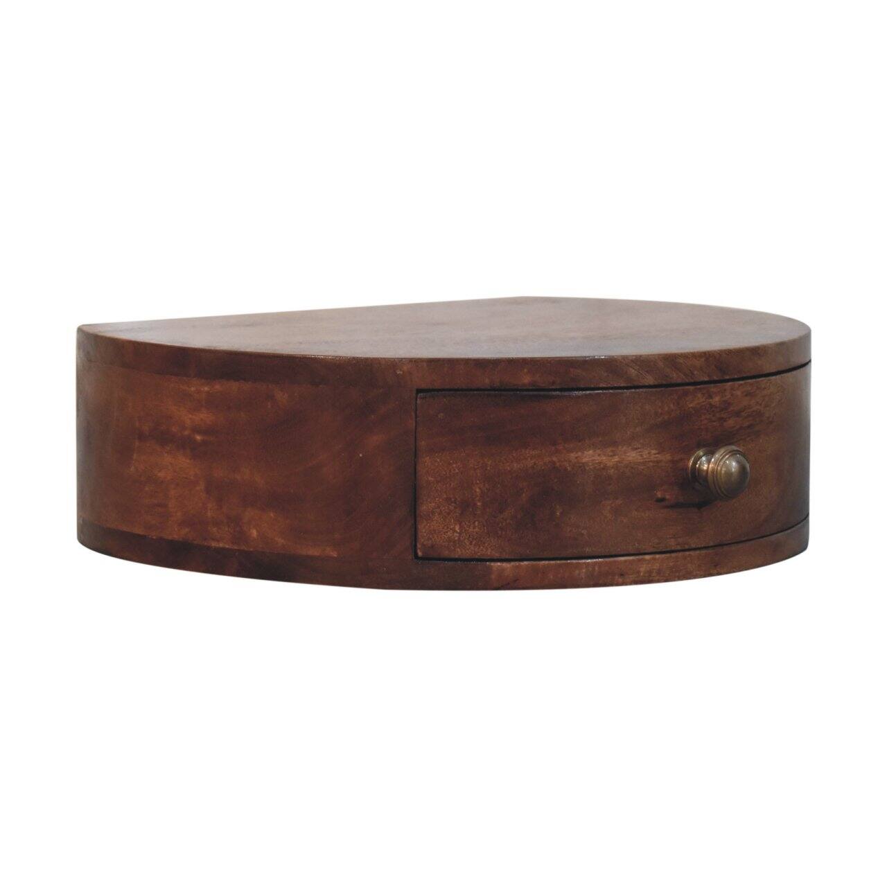 Tiramisubest Wall Mounted Rounded Bedside Table with Drawer Brown ...
