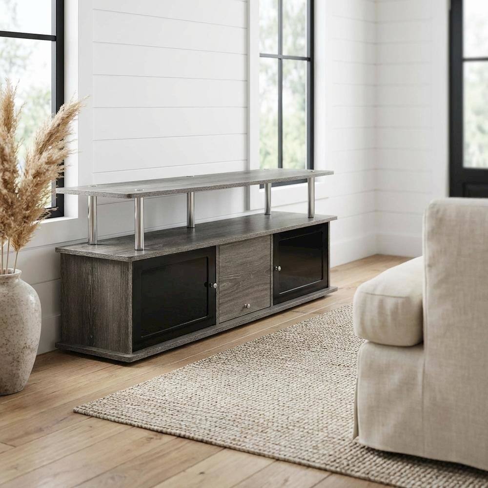 FurniFact Modern TV Stand with 3 Storage Cabinets and Shelf for 55 Inch ...