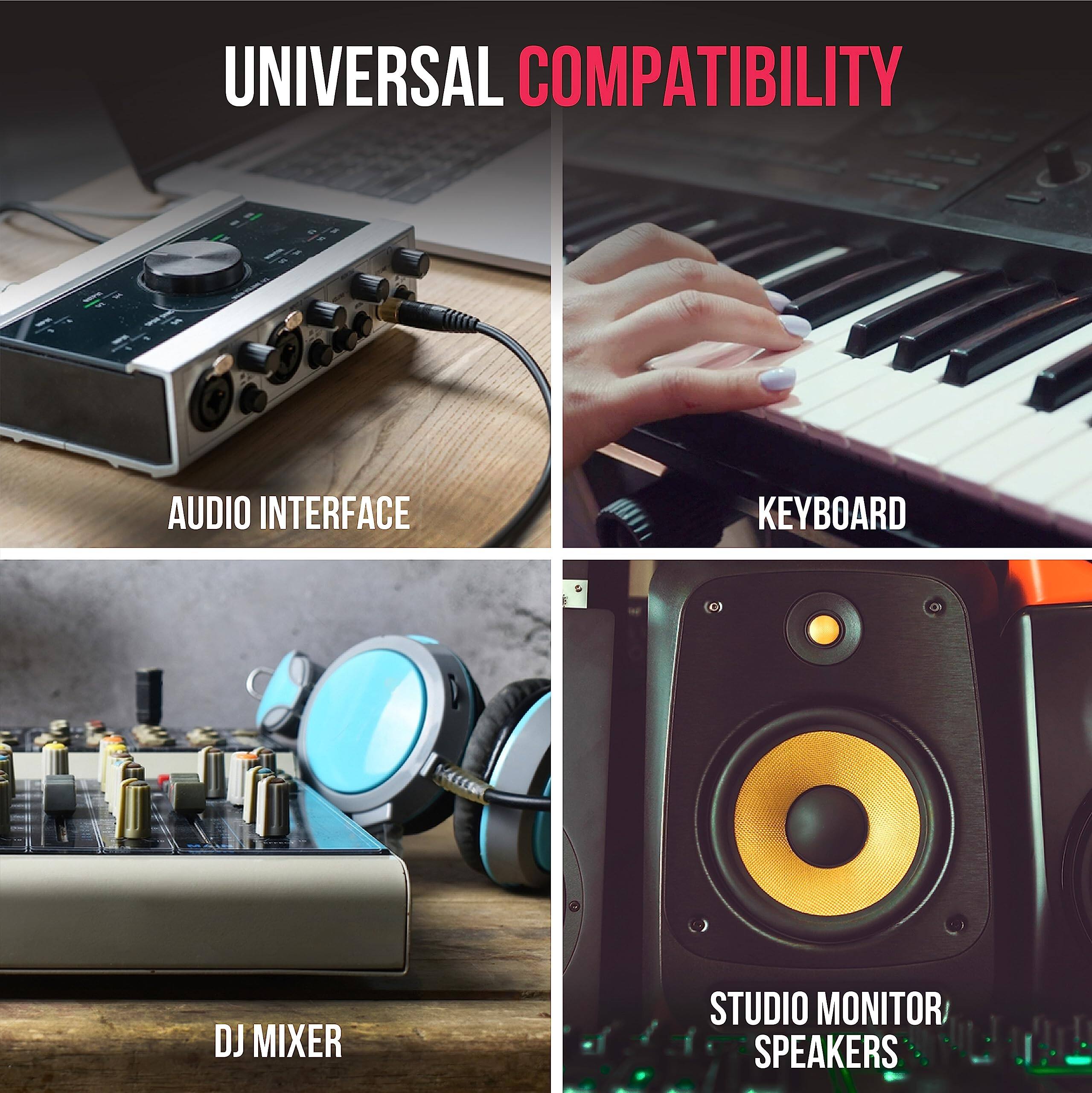 Lyxpro Balanced Audio 1/4 TRS Cable, Male to Male, Durable & Flexible 1/4 to 1/4 Audio Cable, 10 ...